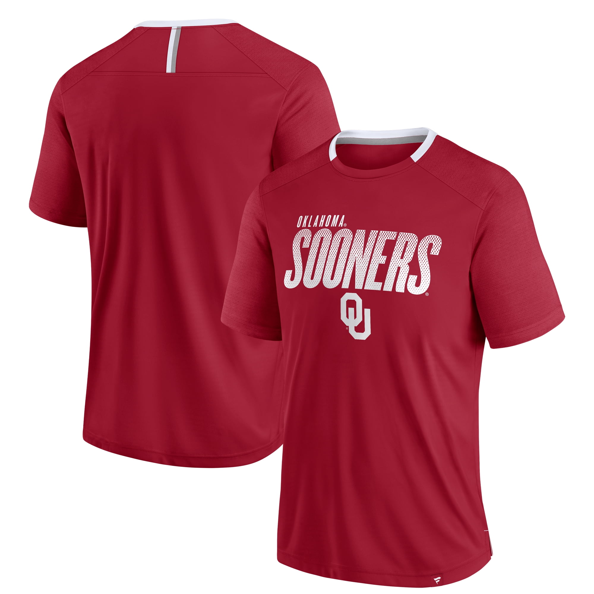 Men's Fanatics Crimson Oklahoma Sooners Defender Fade Slant T-Shirt ...