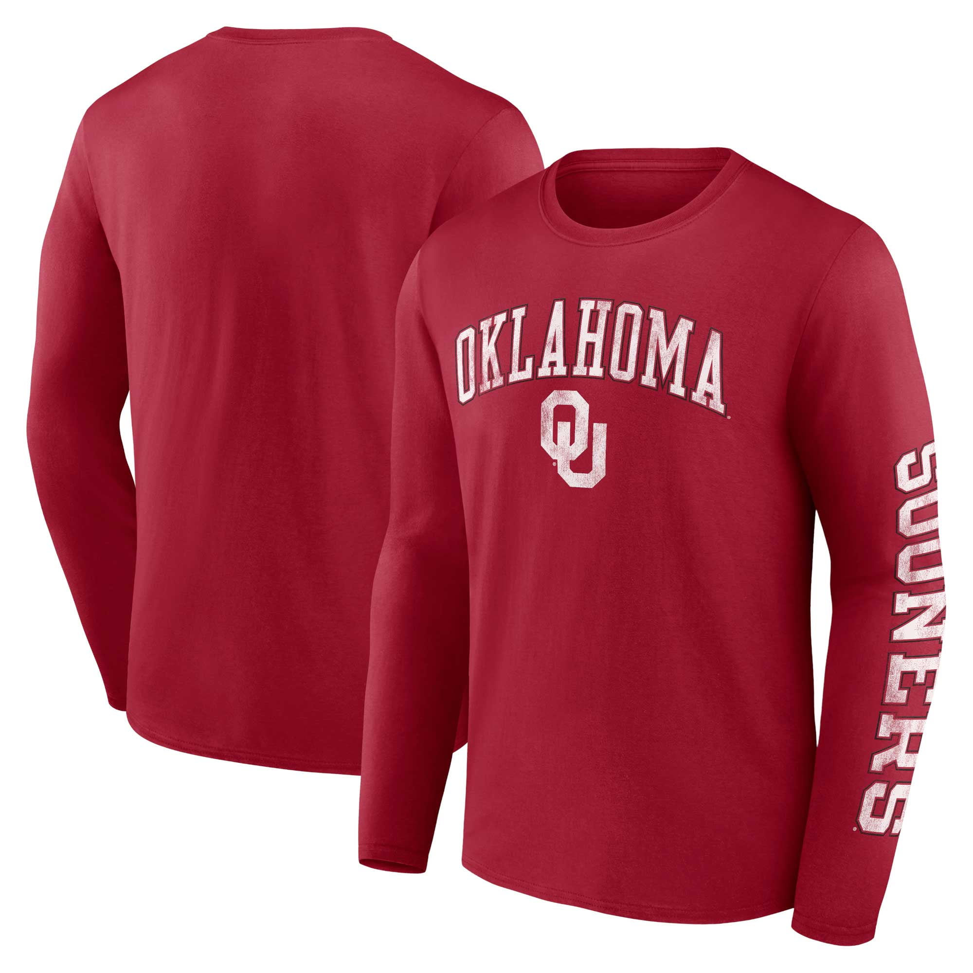 Men's Fanatics Crimson Oklahoma Sooners Distressed Arch Over Logo Long ...