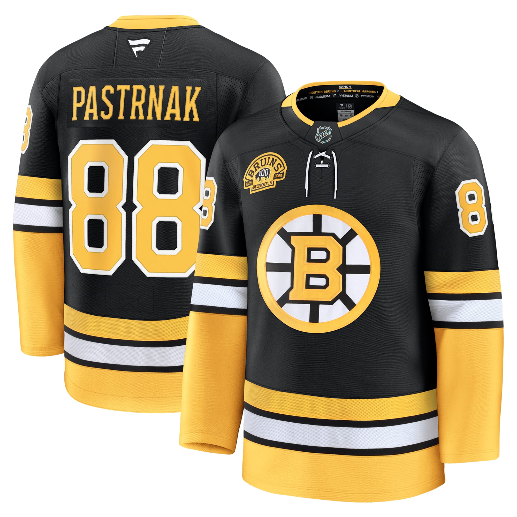 Men's Fanatics David Pastrnak Black Boston Bruins Alternate 100th ...