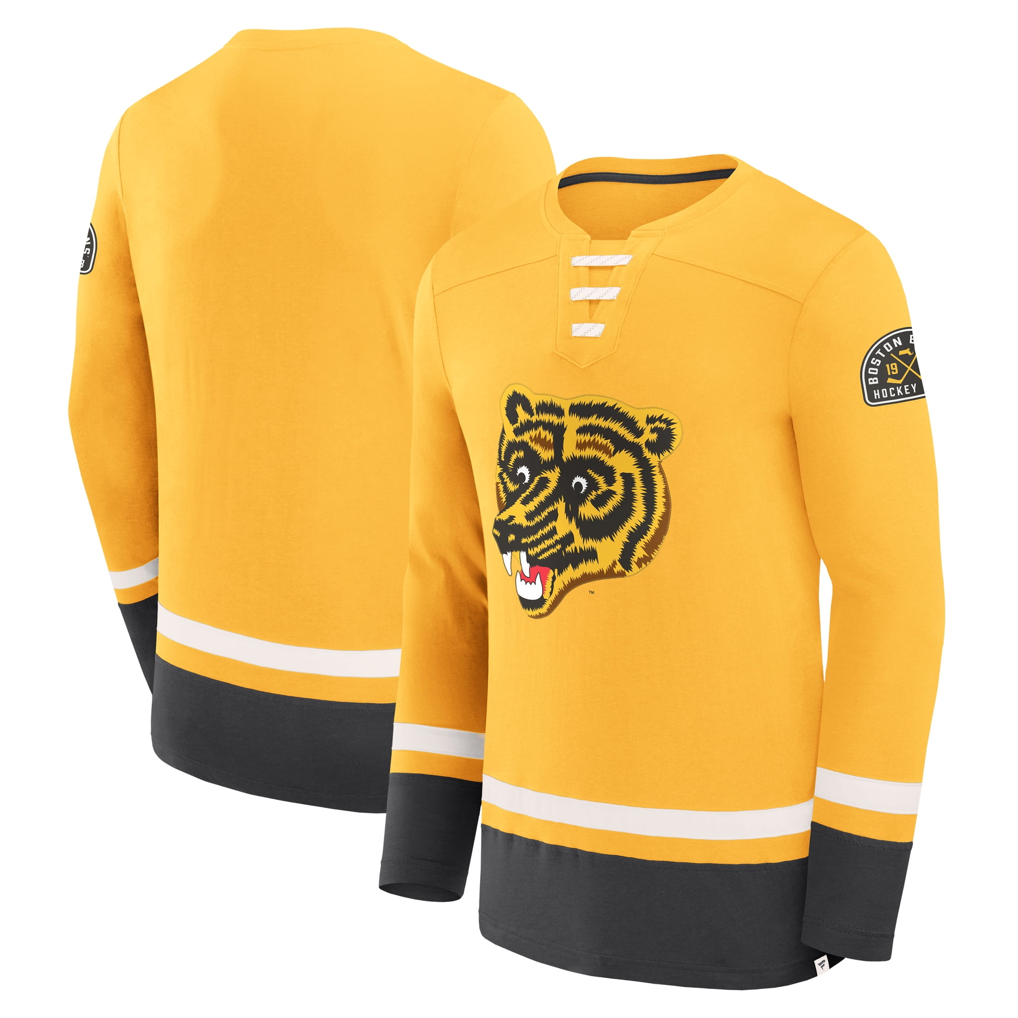 Men's Fanatics Gold Boston Bruins Vintage High Point Long Sleeve T ...