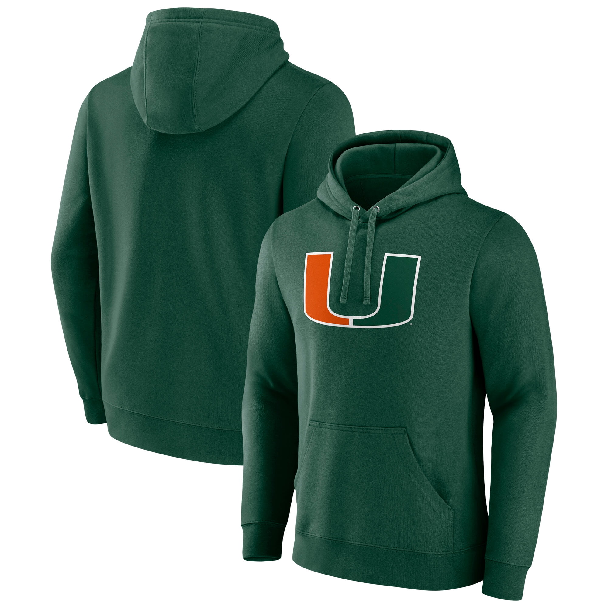 Men's Fanatics Green Miami Hurricanes Applique Fleece Pullover Hoodie ...