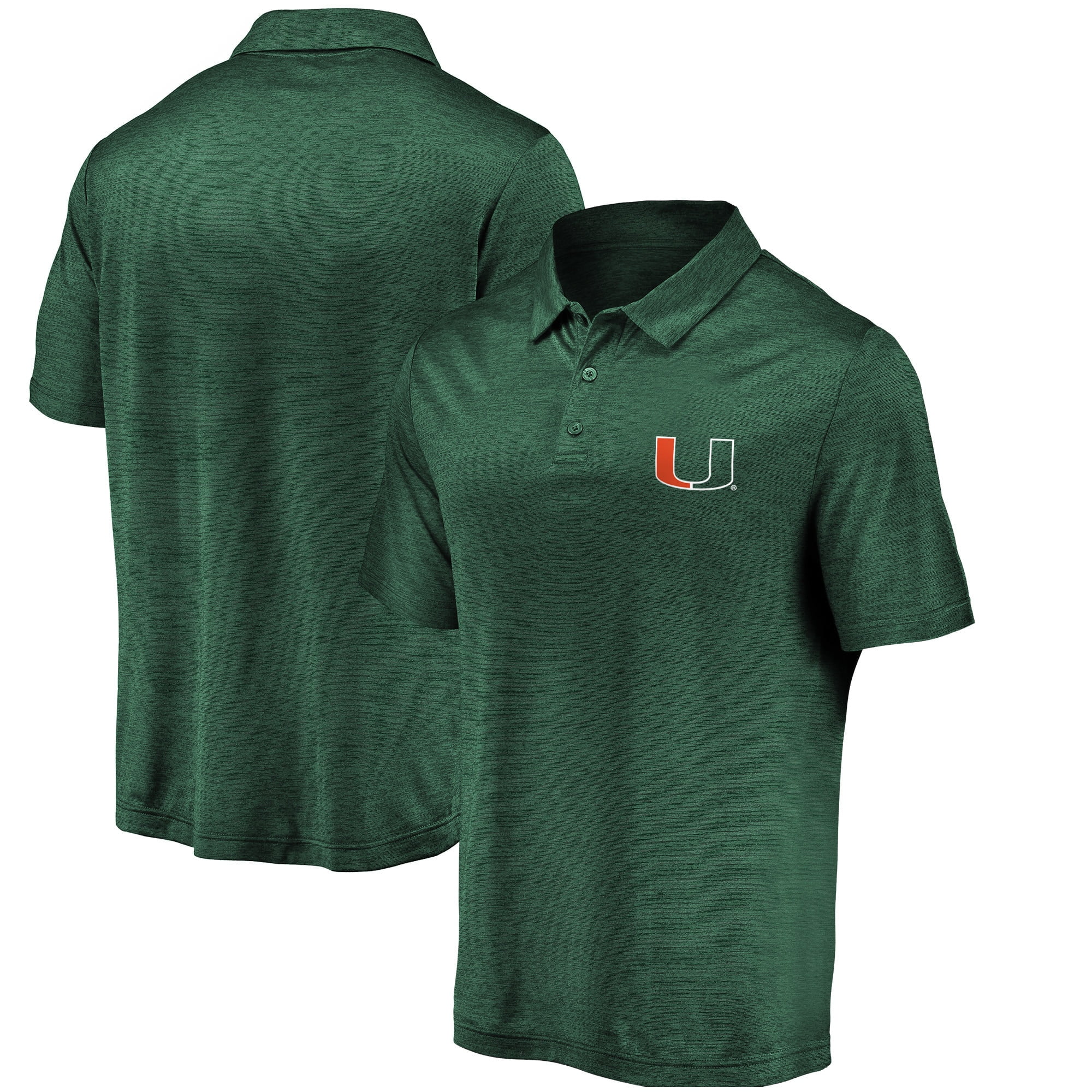 Men's Fanatics Green Miami Hurricanes Primary Logo Striated Polo ...