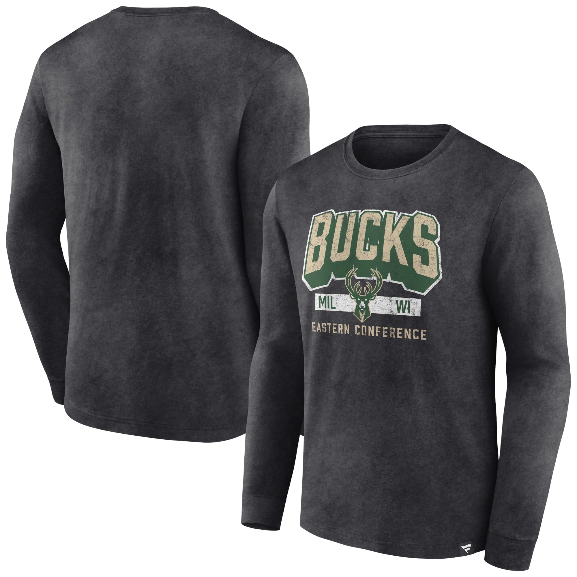 Men's Fanatics Heather Charcoal Milwaukee Bucks Front Court Press Snow ...