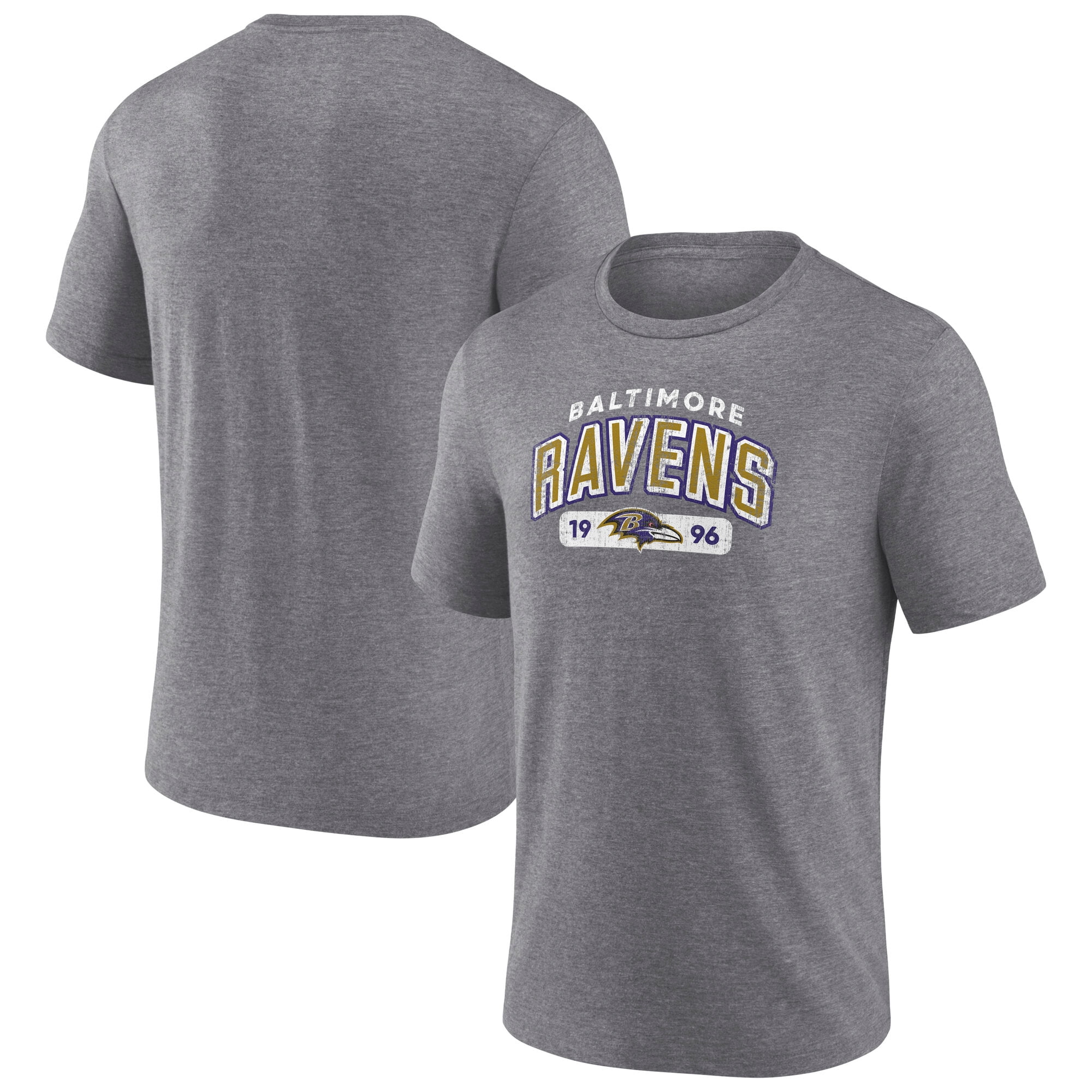 Men's Fanatics Heather Gray Baltimore Ravens Tri-Blend Go Ahead T-Shirt ...