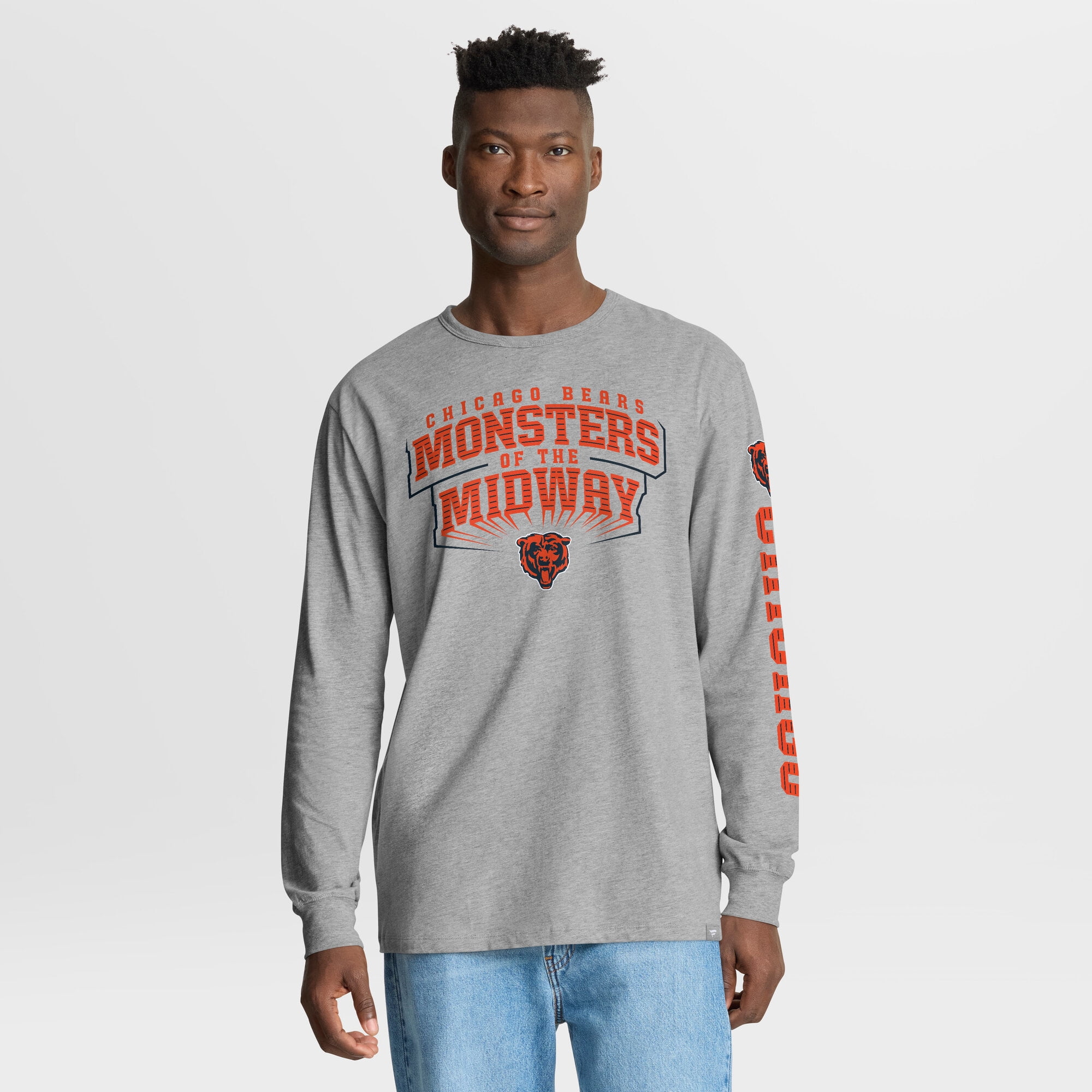 Men's Fanatics Heather Gray Chicago Bears Hometown Sweep Legacy Long ...