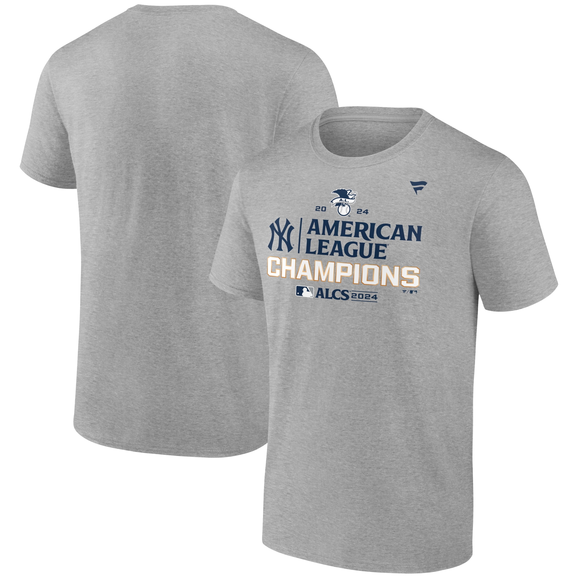 Men's Fanatics Heather Gray New York Yankees 2024 American League Champions Locker Room T-Shirt ...