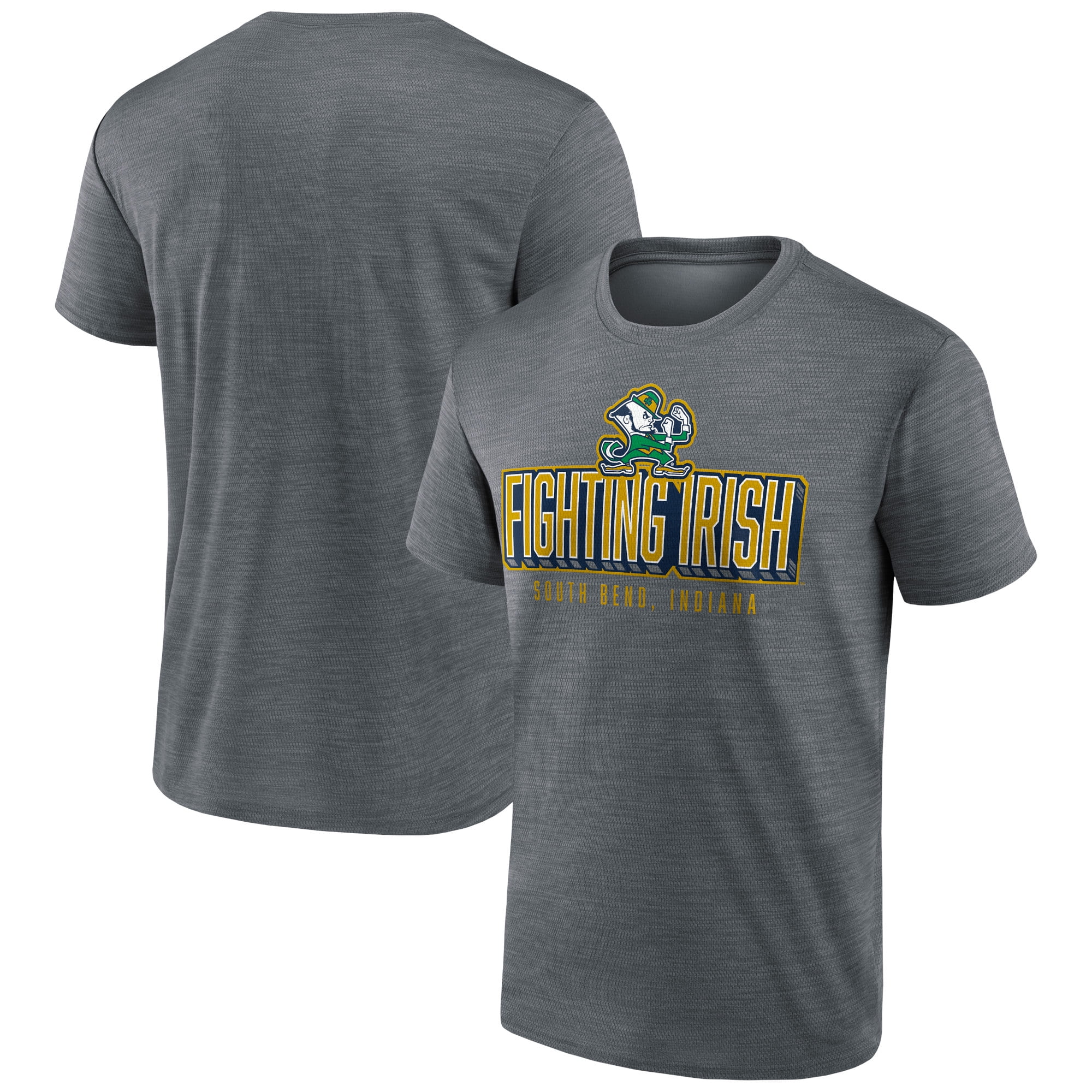 Men's Fanatics Heather Gray Notre Dame Fighting Irish Mascot Depth T ...