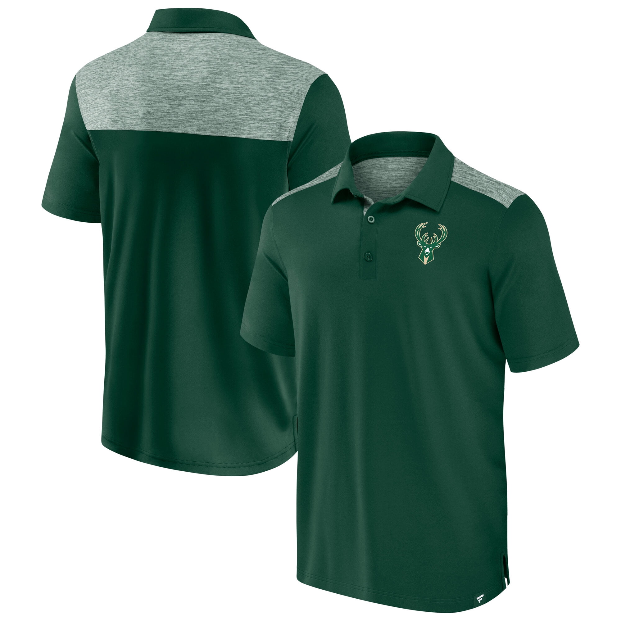 Men's Fanatics Hunter Green Milwaukee Bucks Iconic Brushed Blocked Polo ...