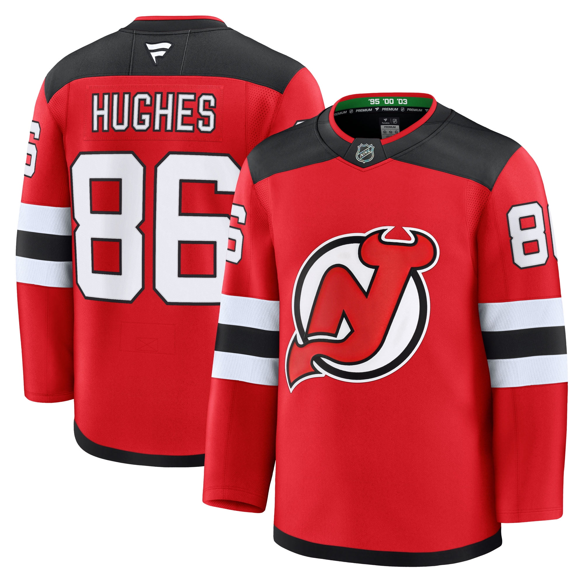 Men's Fanatics Jack Hughes Red New Jersey Devils Home Premium Jersey ...