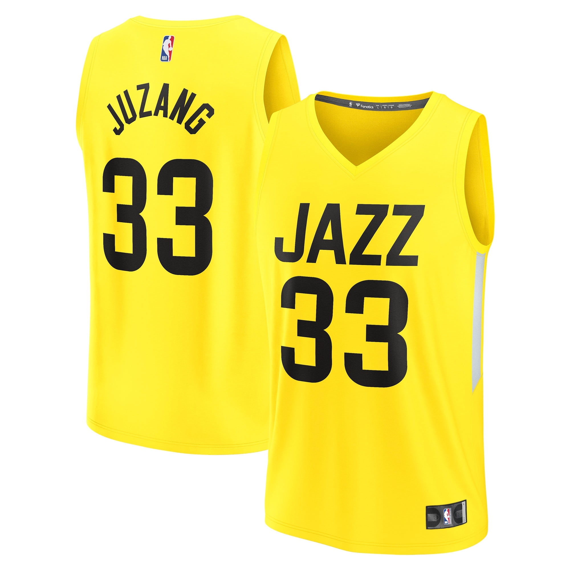 Men's Fanatics Johnny Juzang Yellow Utah Jazz Fast Break Replica Player ...