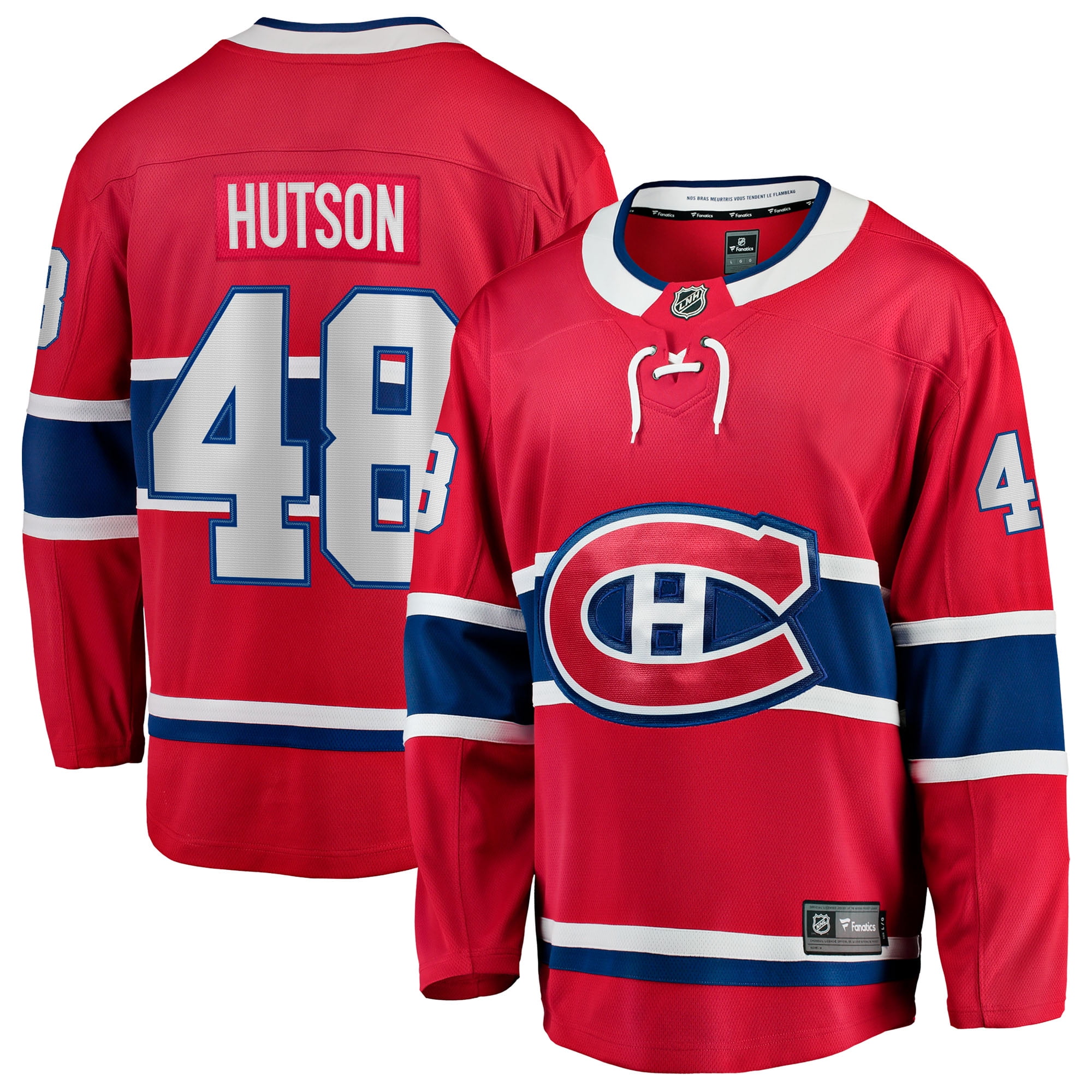 Men's Fanatics Lane Hutson Red Montreal Canadiens Home Breakaway Jersey ...
