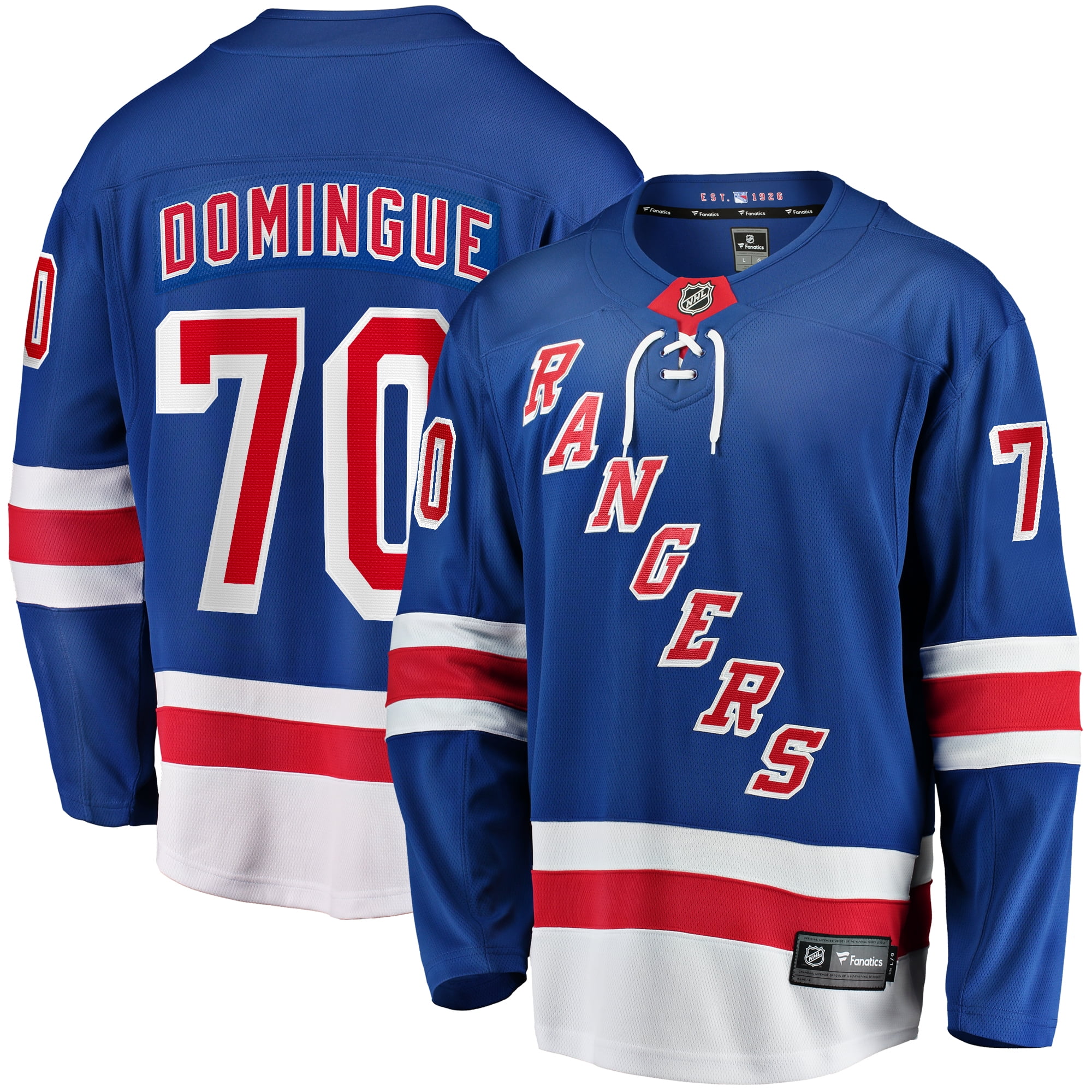 Men's Fanatics Louis Domingue Blue New York Rangers Home Breakaway ...