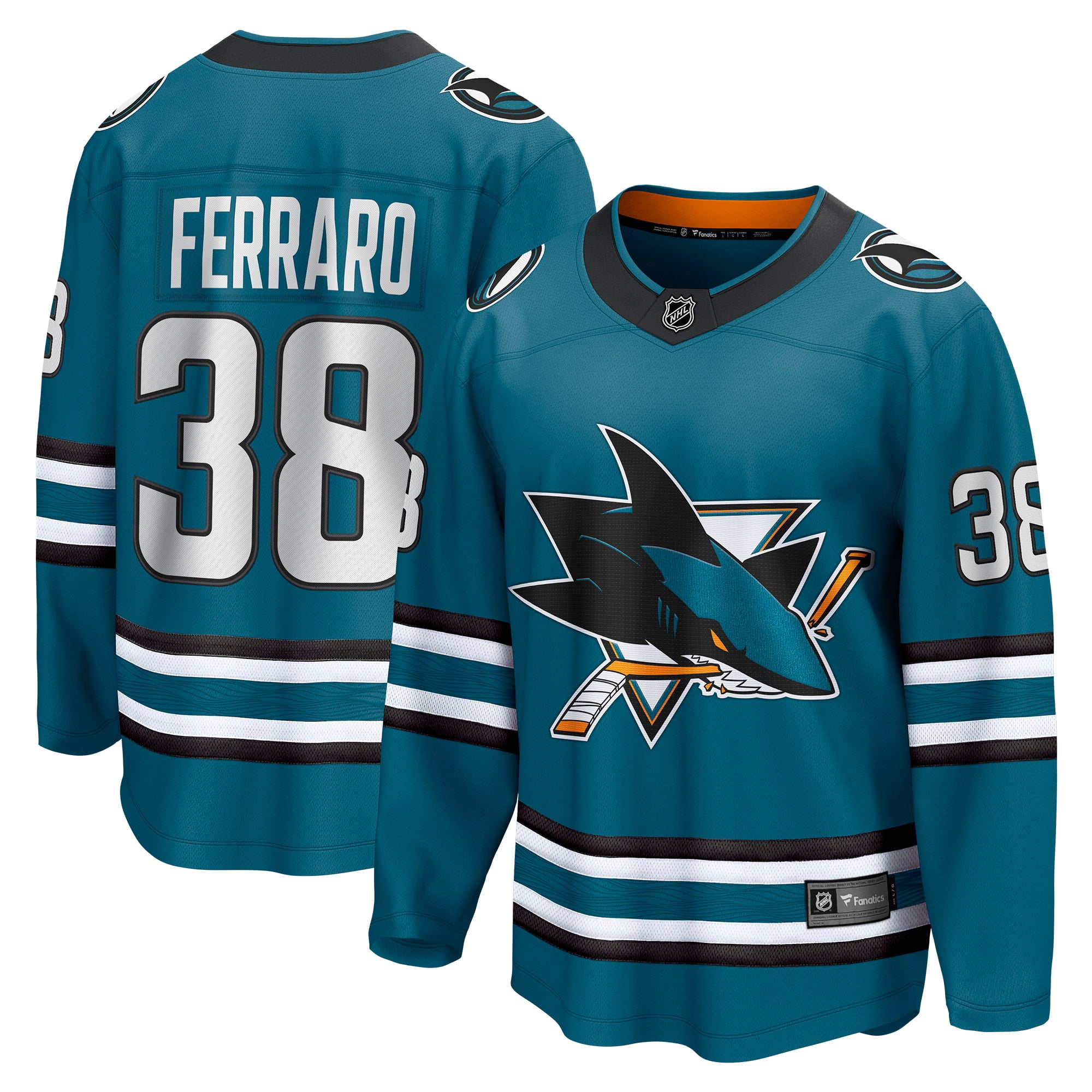 Men's Fanatics Mario Ferraro Teal San Jose Sharks Home Breakaway Player ...