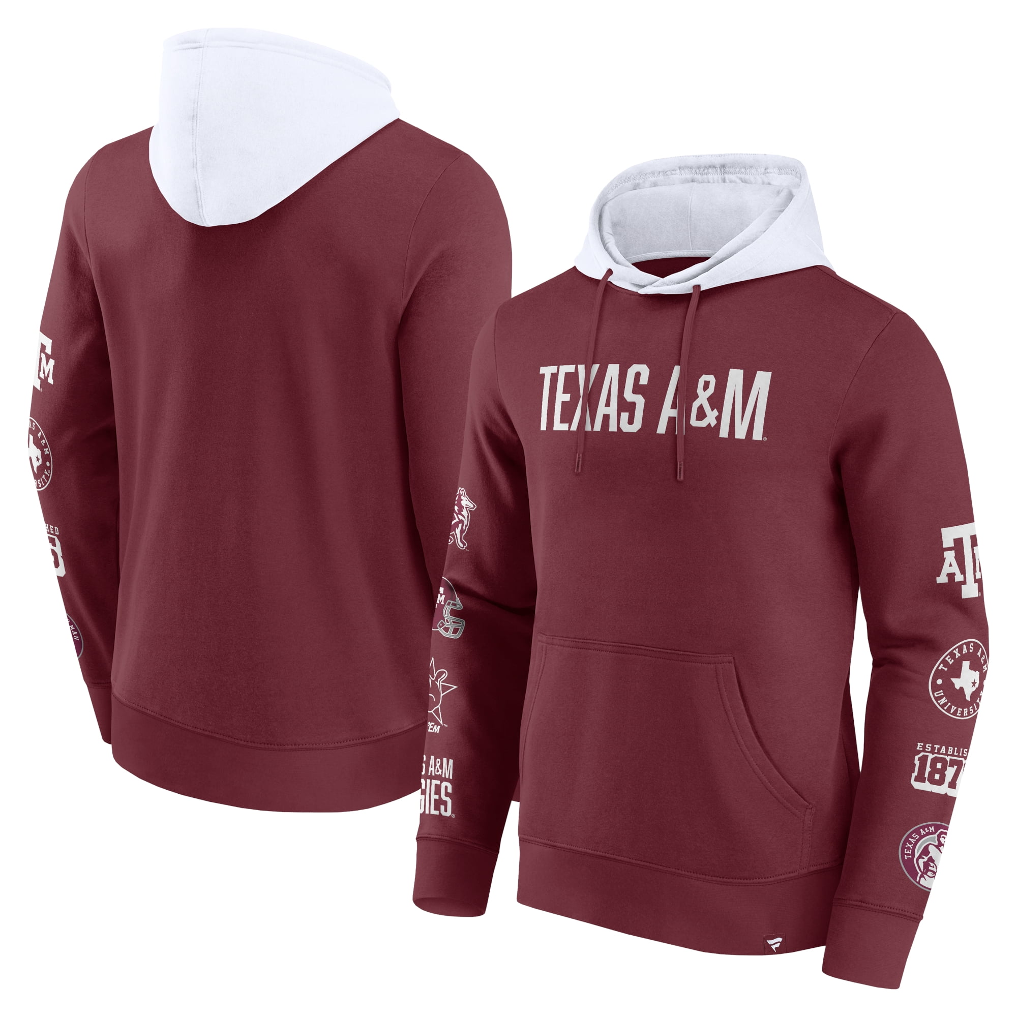 Men's Fanatics Maroon/White Texas A&M Aggies Color Block Badge Fleece ...