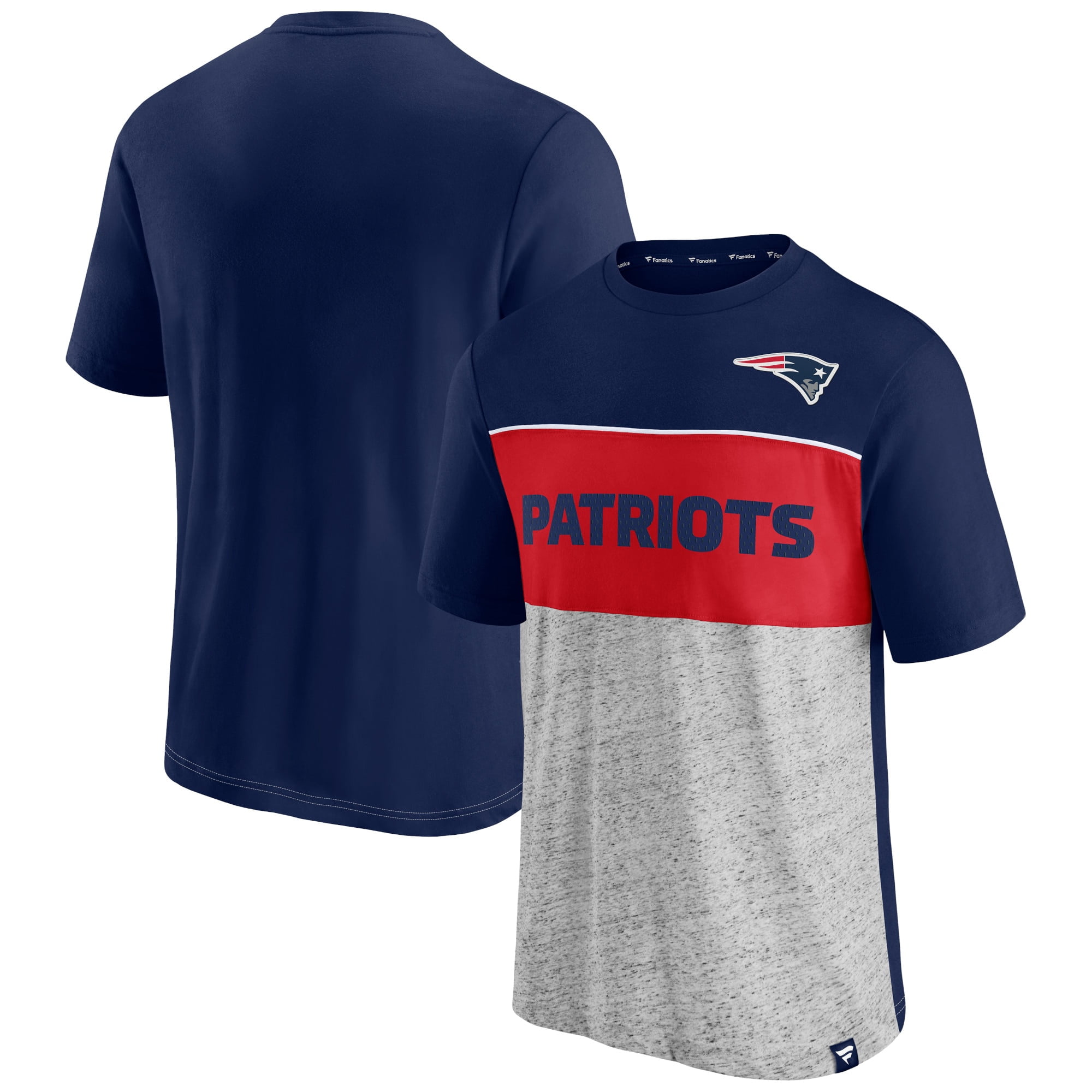 Men's Fanatics Navy/Heathered Gray New England Patriots Colorblock T ...