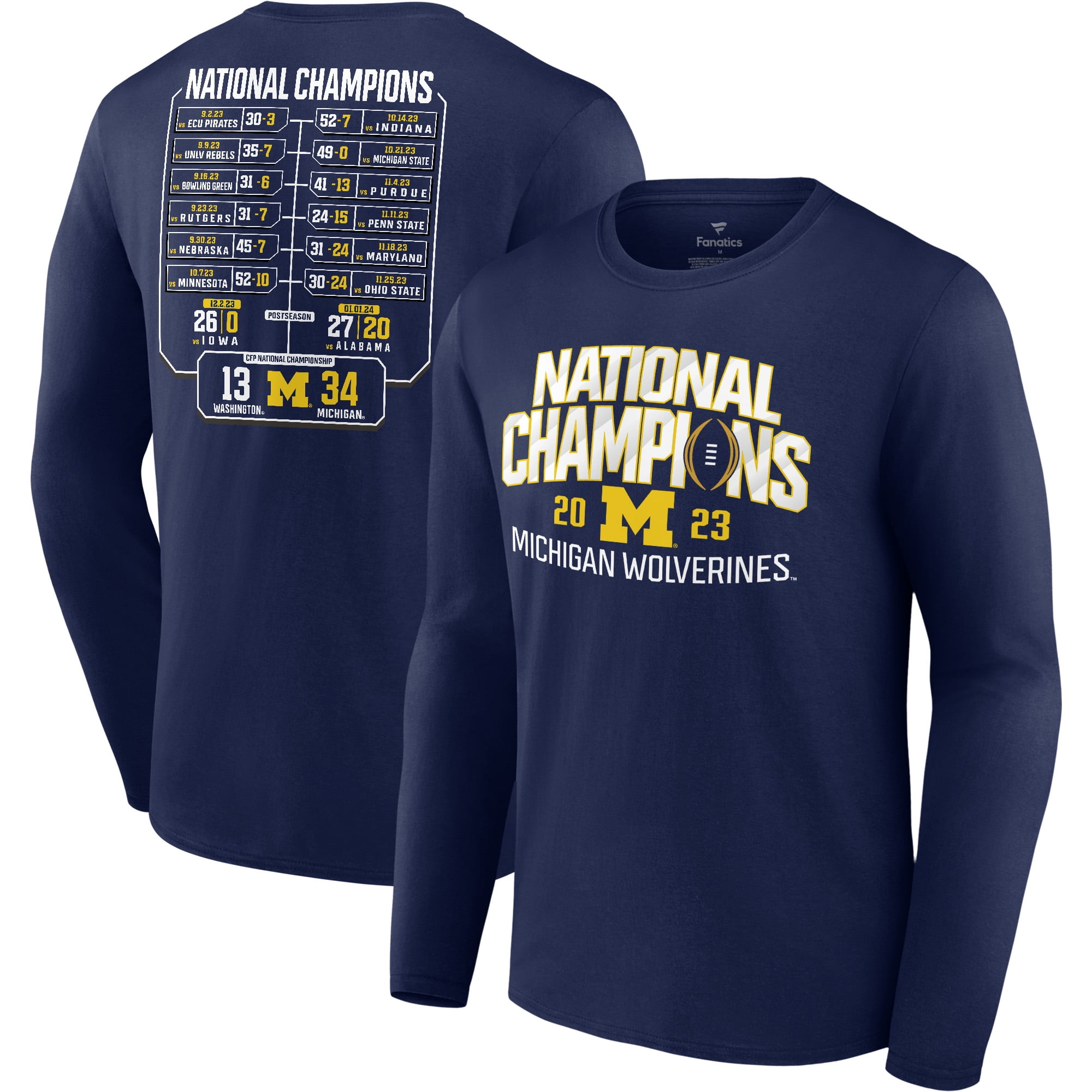 Men's Fanatics Navy Michigan Wolverines College Football Playoff 2023 ...