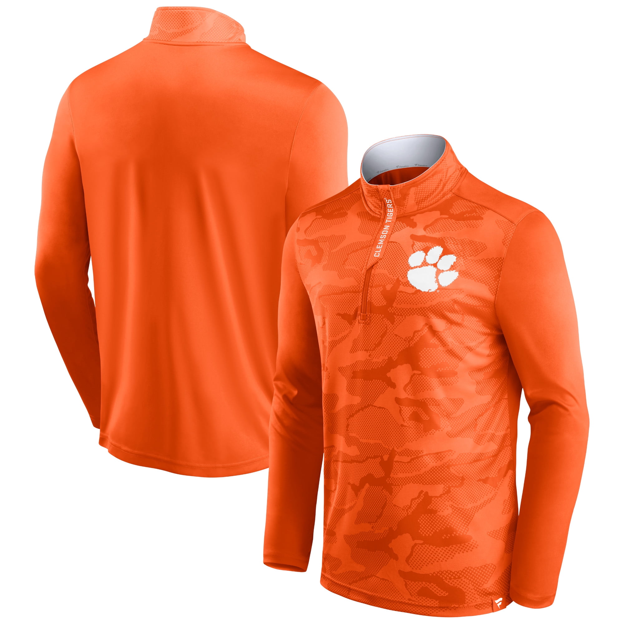 Men's Fanatics Orange Clemson Tigers Depth Chart Camo Jacquard Quarter ...