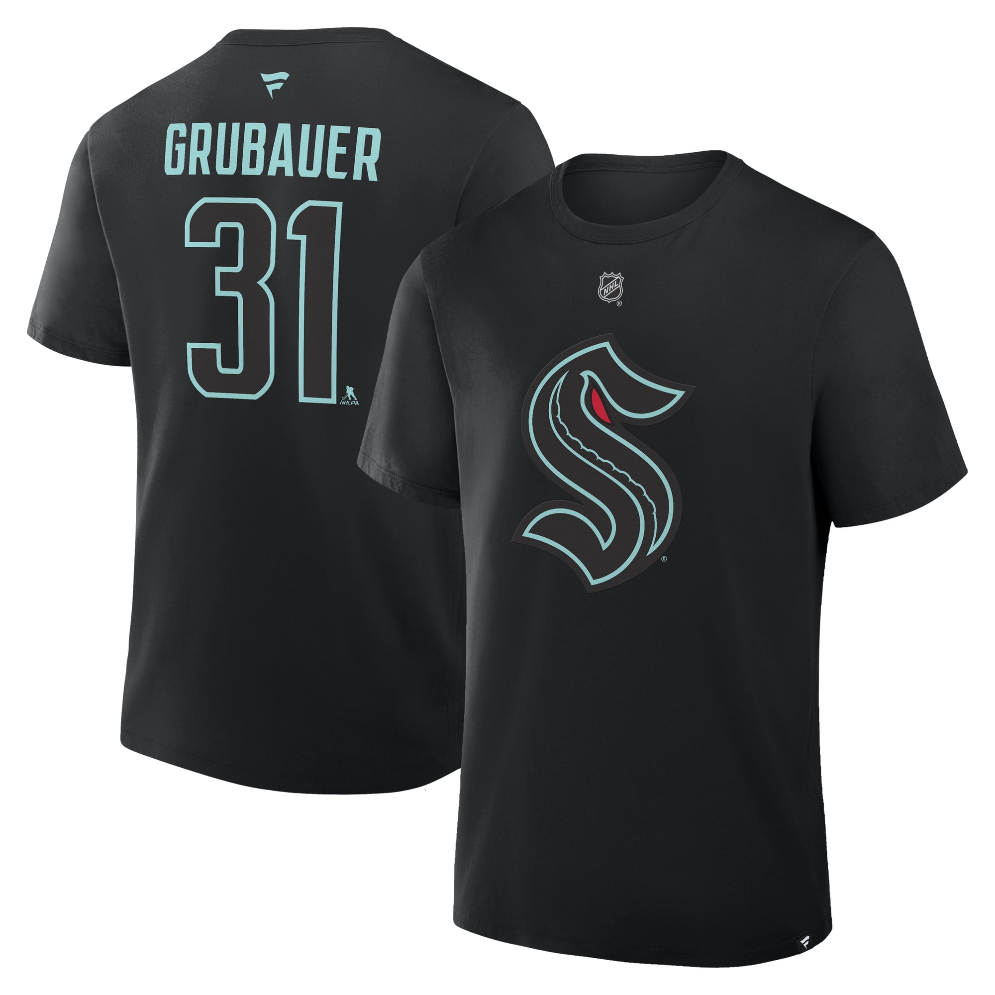 Men's Fanatics Philipp Grubauer Black Seattle Kraken Authentic Stack ...