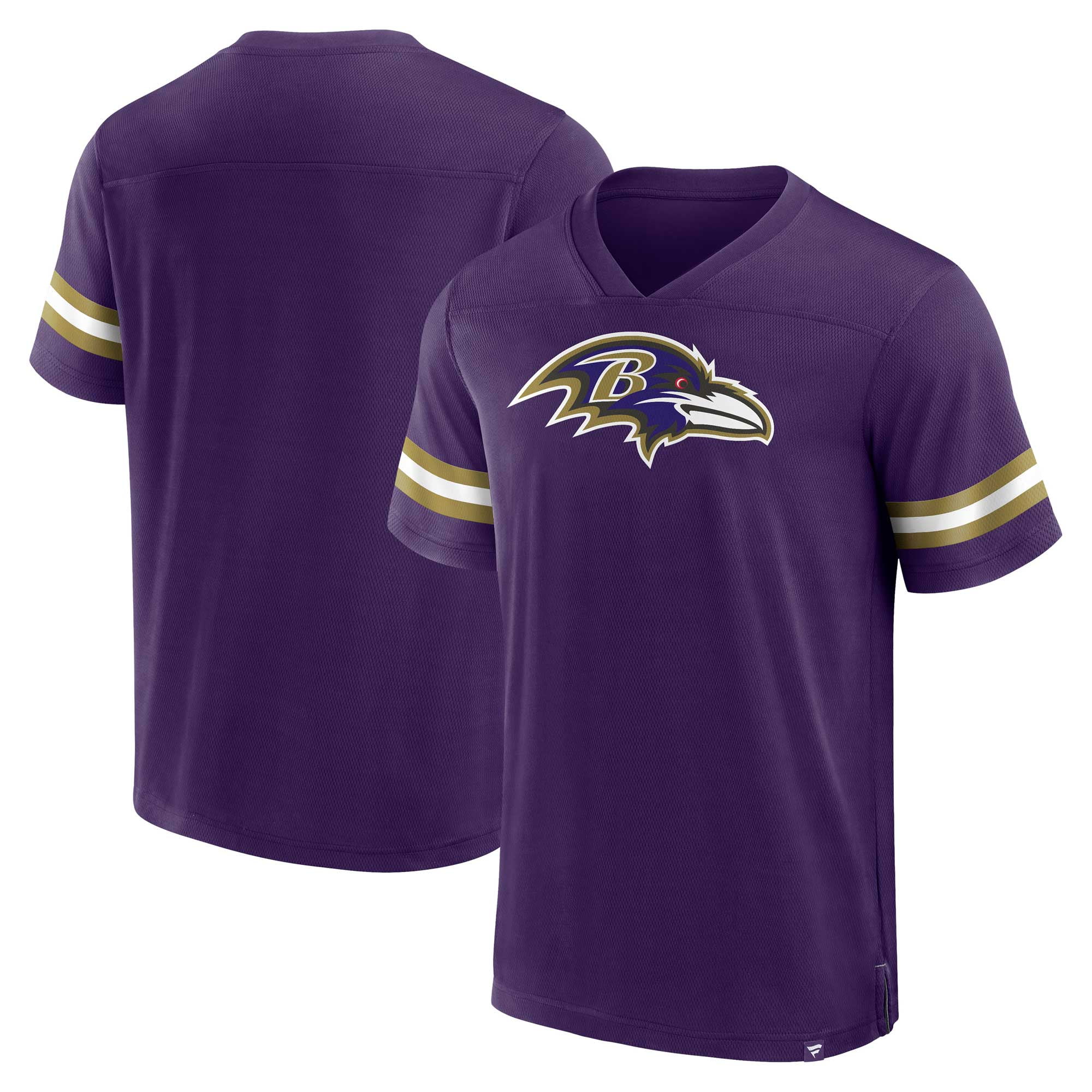Men's Fanatics Purple Baltimore Ravens Jersey Tackle V-Neck T-Shirt ...