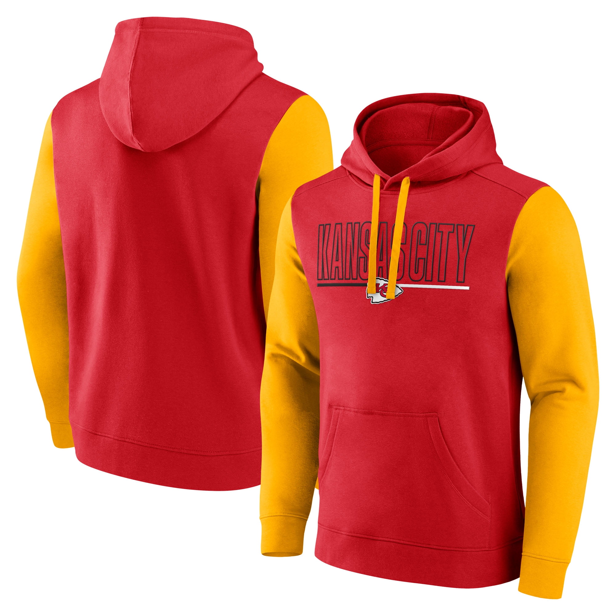 Men's Fanatics Red/Gold Kansas City Chiefs Outline Pullover Hoodie ...