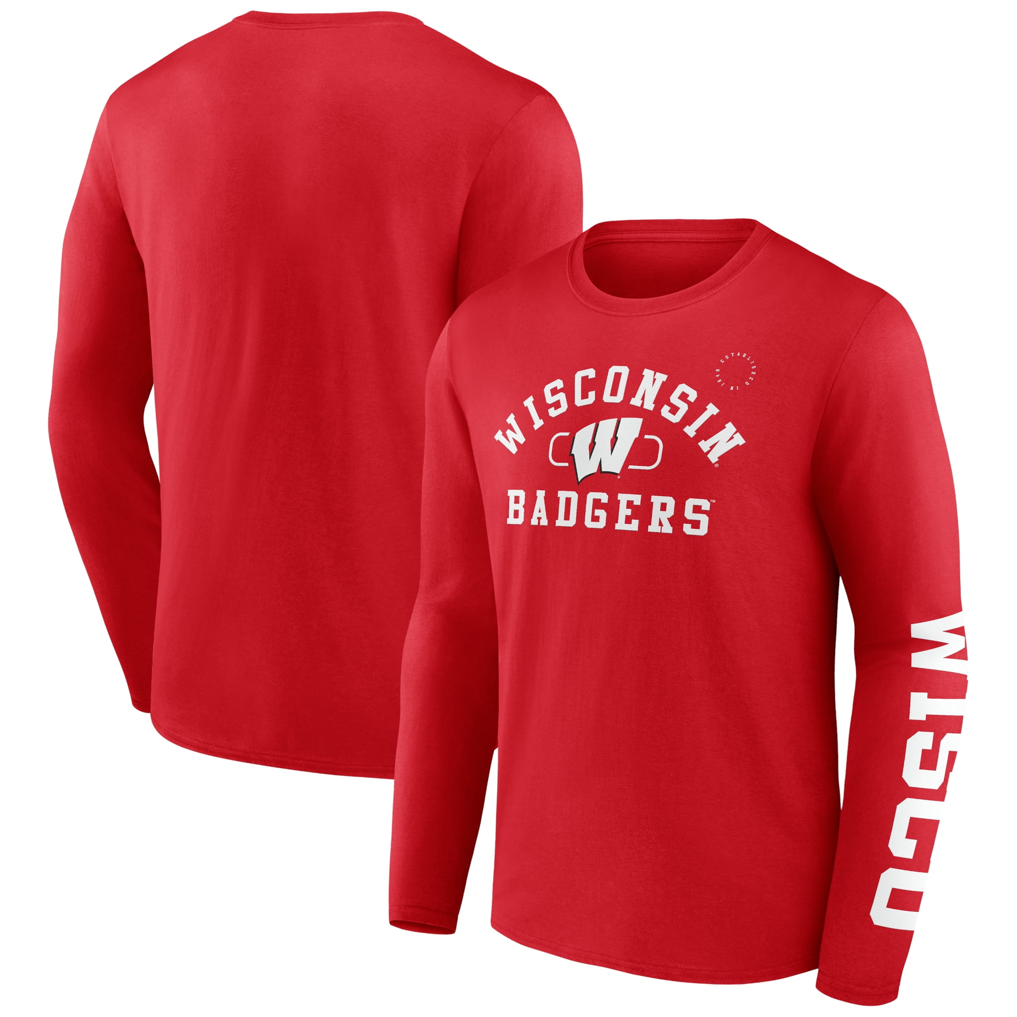 Men's Fanatics Red Wisconsin Badgers Modern Arch 2-Hit Long Sleeve T ...