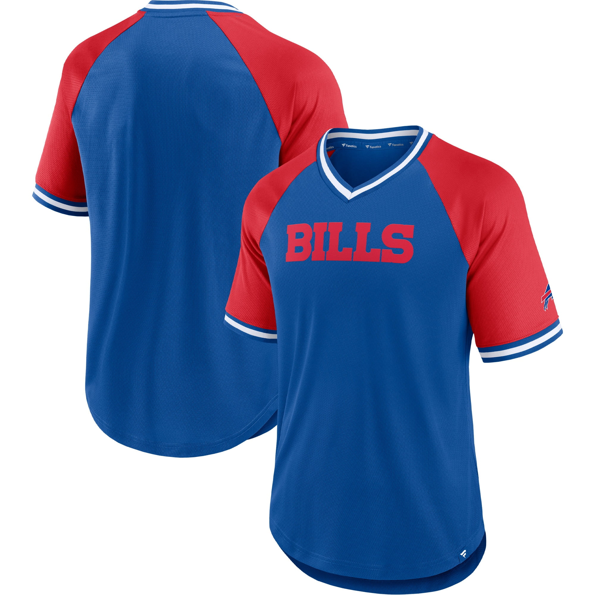 Men's Fanatics Royal/Red Buffalo Bills Second Wind Raglan V-Neck T ...