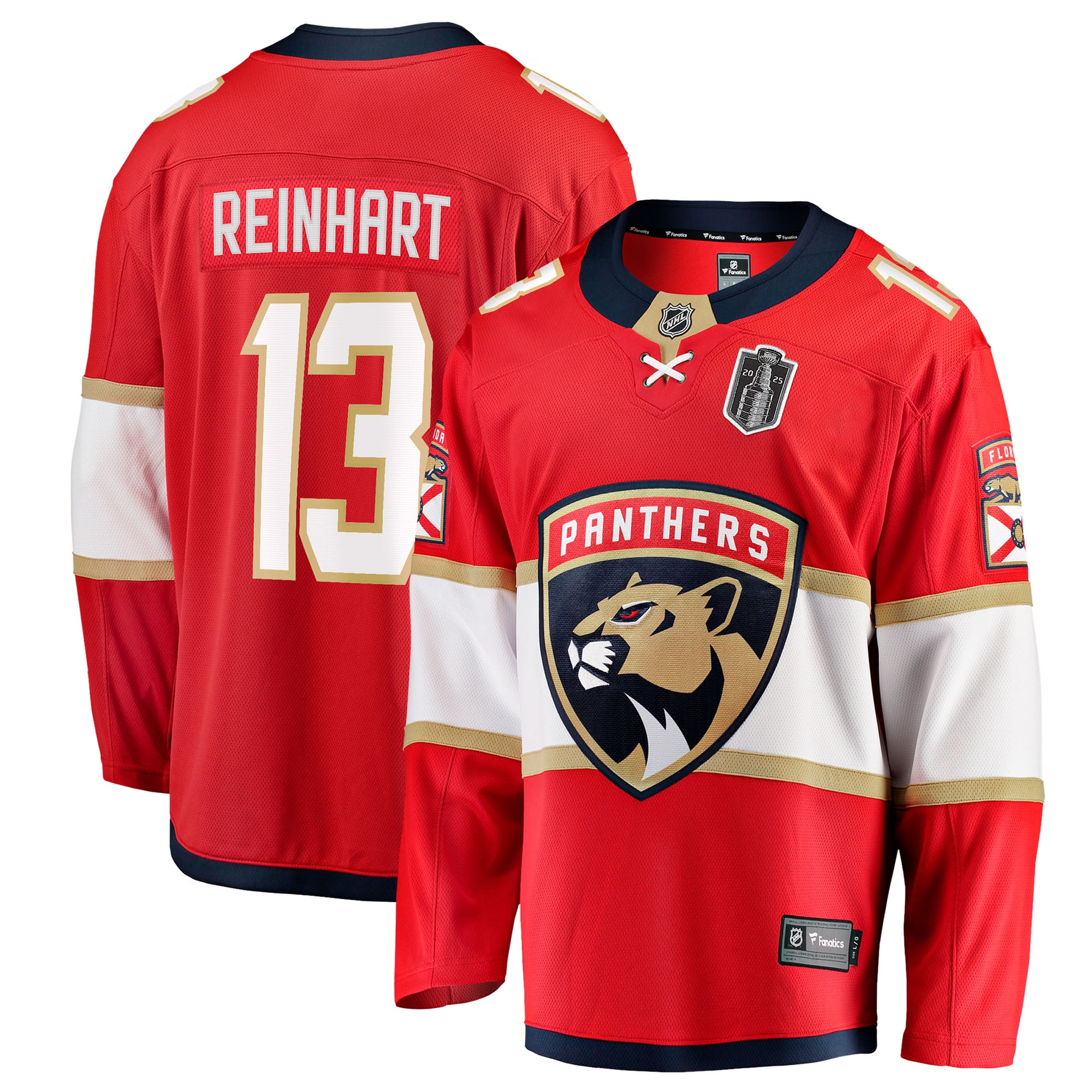 Men's Fanatics Sam Reinhart Red Florida Panthers 2025 Stanley Cup Final ...