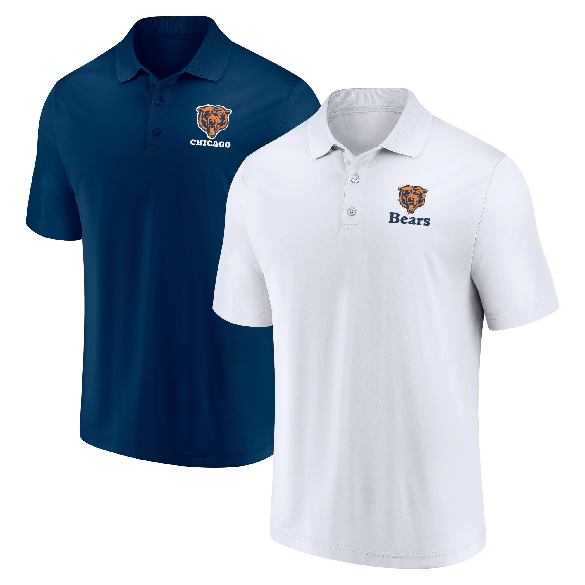 Men's Fanatics White/Navy Chicago Bears Throwback Two-Pack Polo Set ...