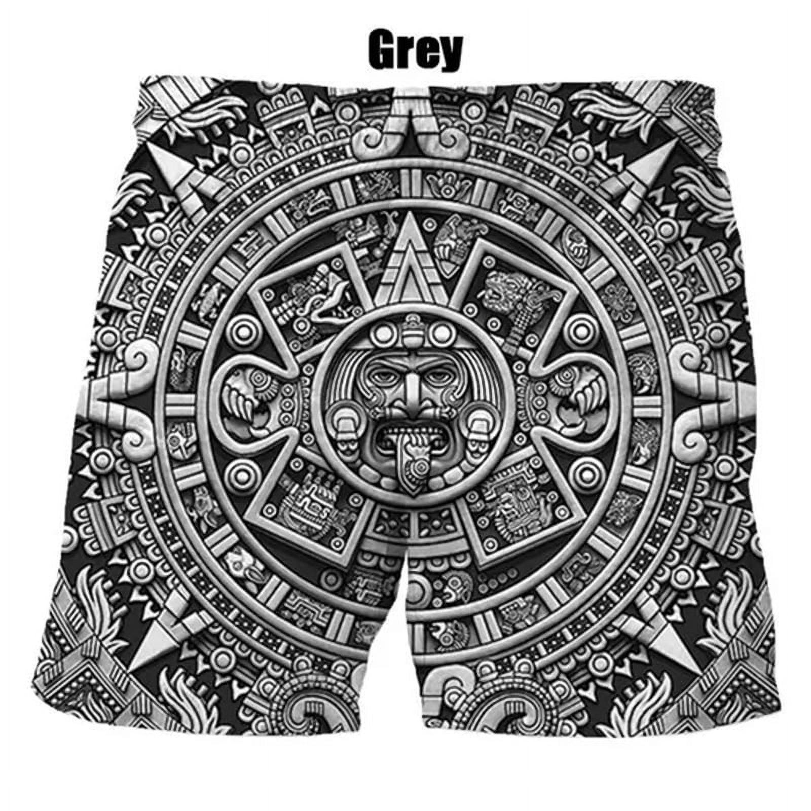 Men's Fashion 3d Print Aztec Calendar Sun St Hip Hop Beach Shorts ...