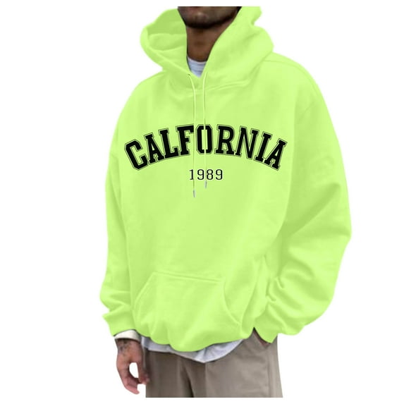 Men's Fashion Hoodies Letter Graphic Long Sleeve Pullover Sweatshirts ...