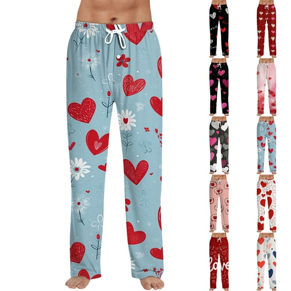Men's Fashion Loose Casual Printed Valentine's Day Pattern Lounge Pants ...