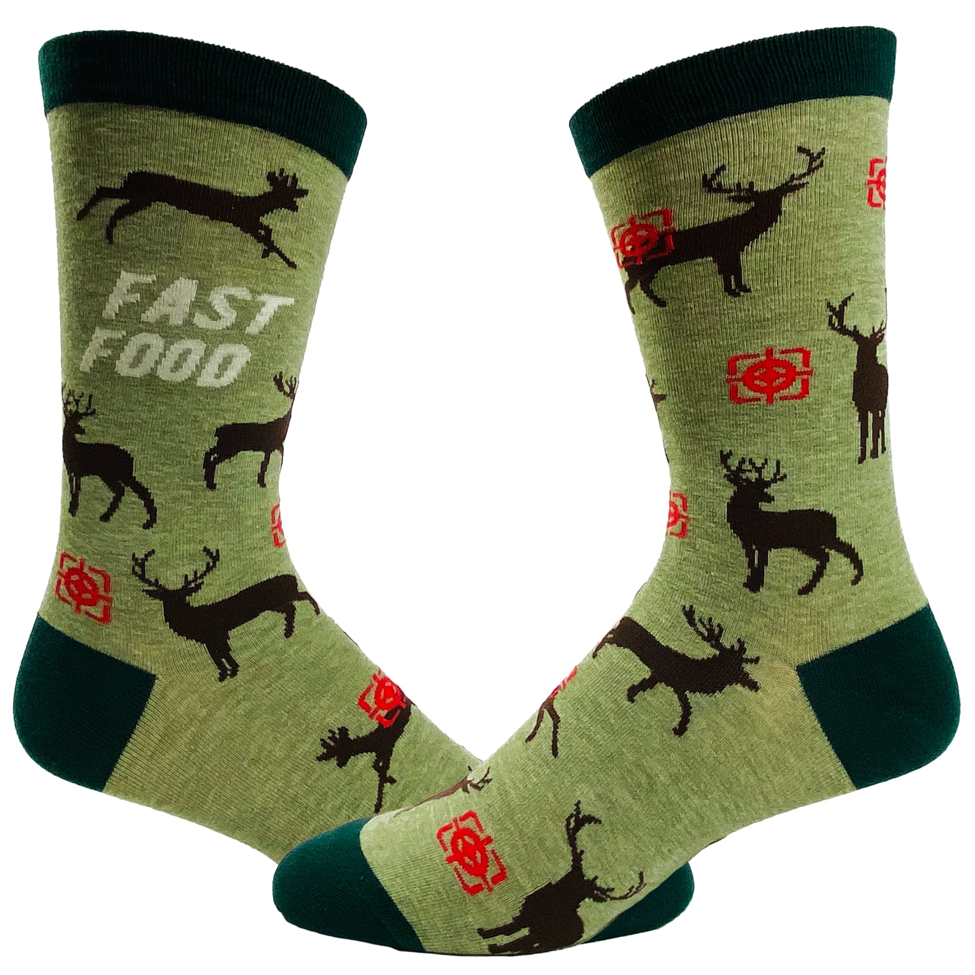 Men's Fast Food Socks Funny Deer Hunting Buckshot Sarcastic Novelty ...
