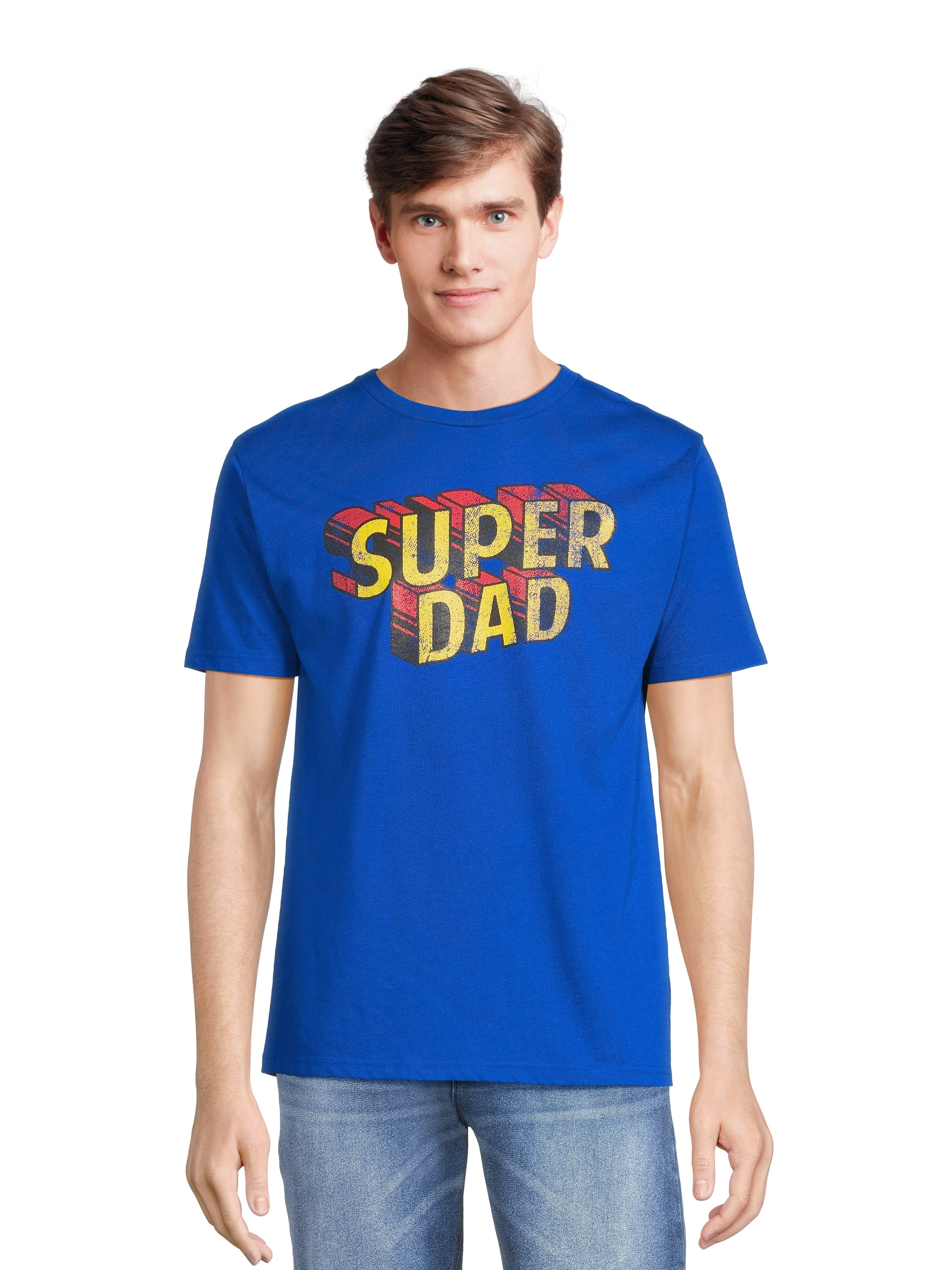 Men's Father's Day Super Dad Sketch Graphic Tee, Short Sleeve Crewneck Shirt from Way to ...