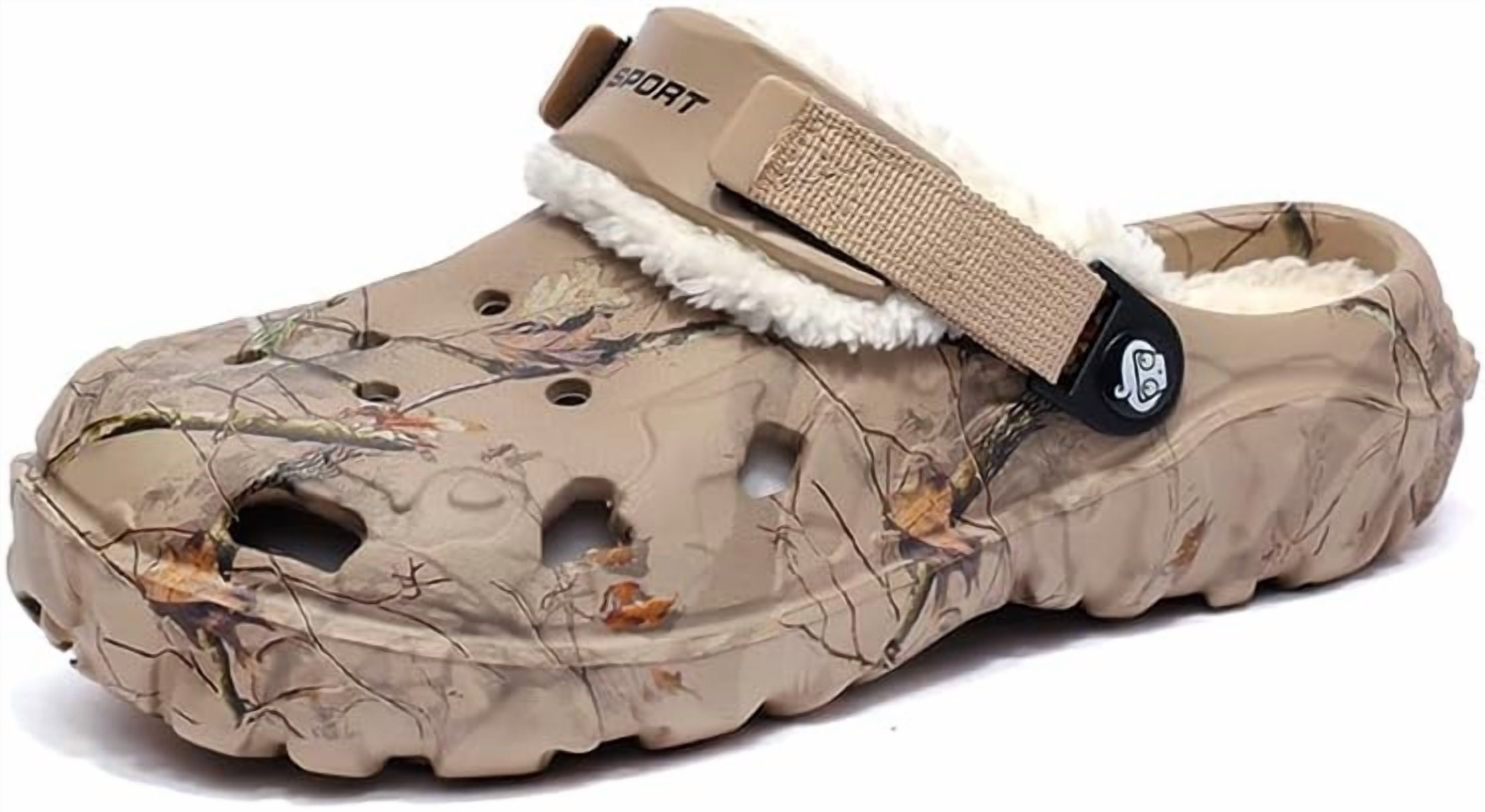 Men's Faux Fur Lined Clogs Winter Fuzzy Slippers Wide Width Slip on Mules with Cushion Footbed ...