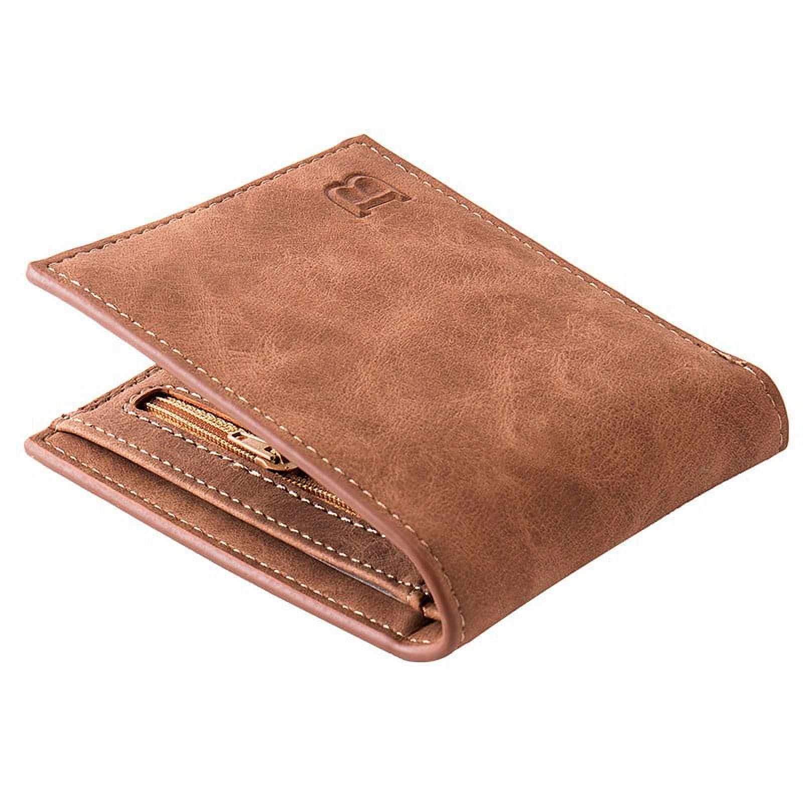 Men's Faux Leather Bifold Wallet ID Card Holder Purse Checkbook ...