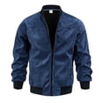 Men's Faux Suede Bomber Jacket Full-Zip Casual Contrast Collar Varsity ...