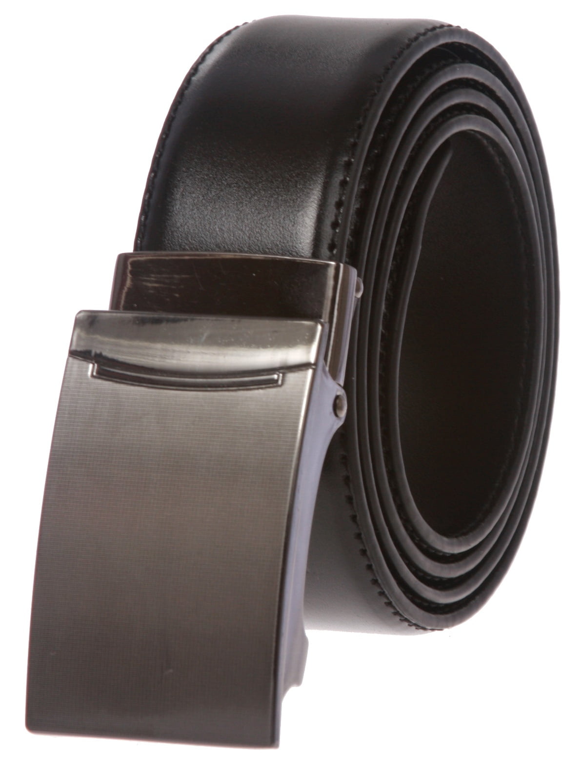 Men's Feather Edged Slide Leather Dress Belt with Automatic Buckle ...