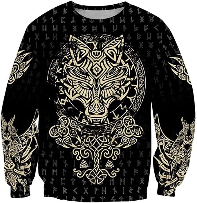 Men's Fenrir Wolf Bear Claw Tree Of Life Tattoo Full Zip Hoodie, Norse ...