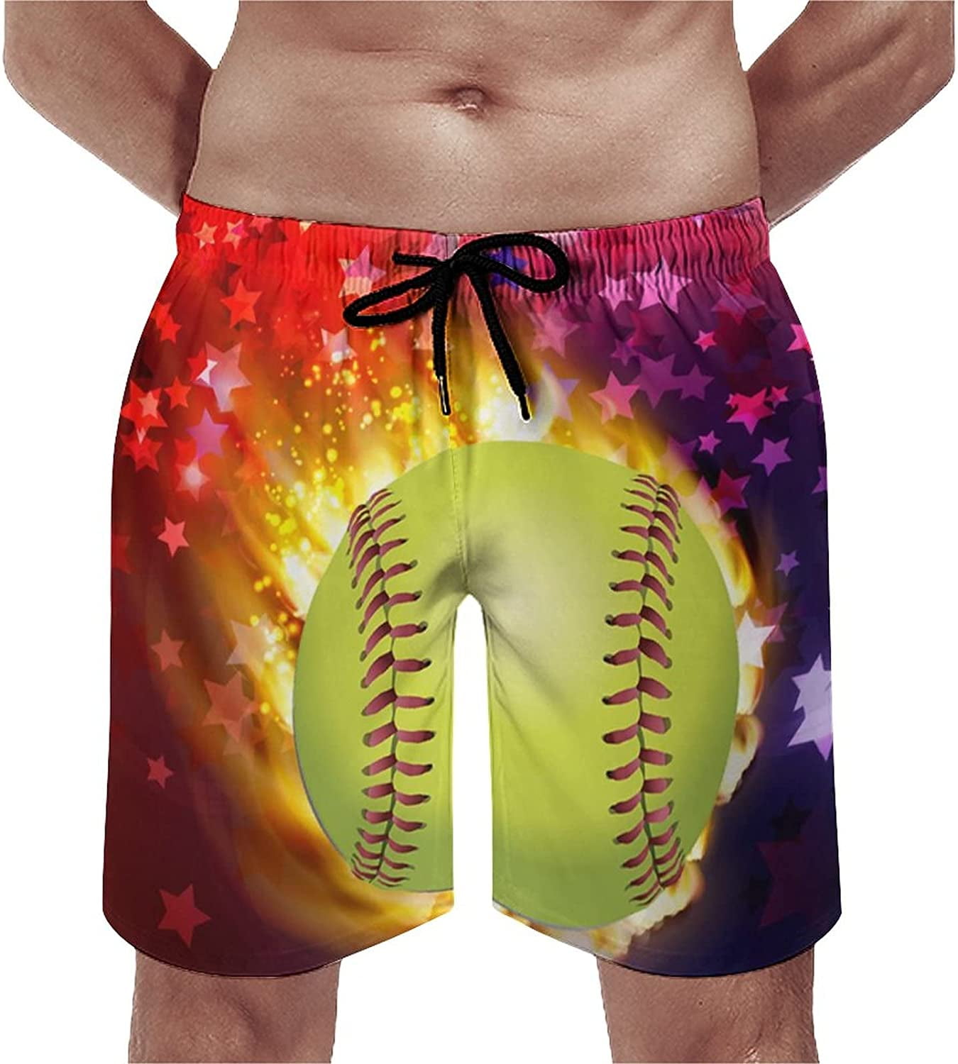 Men's Fire-Flame-Volleyball Swim Trunks Quick Dry Bathing Suit Casual ...