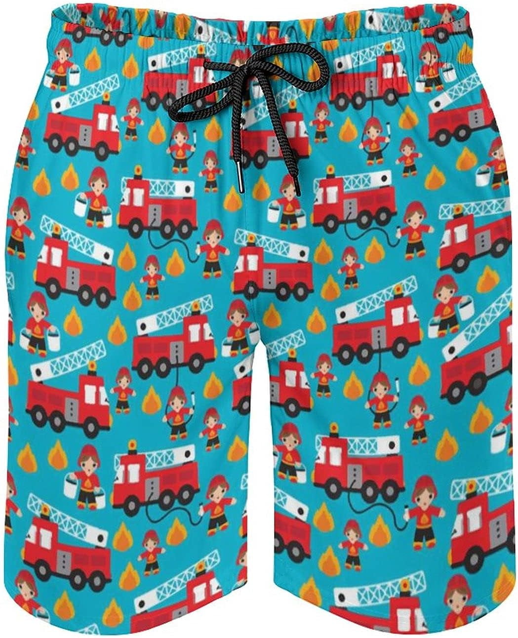 Men's Fire Truck and Hero Boys Car Beach Trunks for Men Shorts Swimming ...