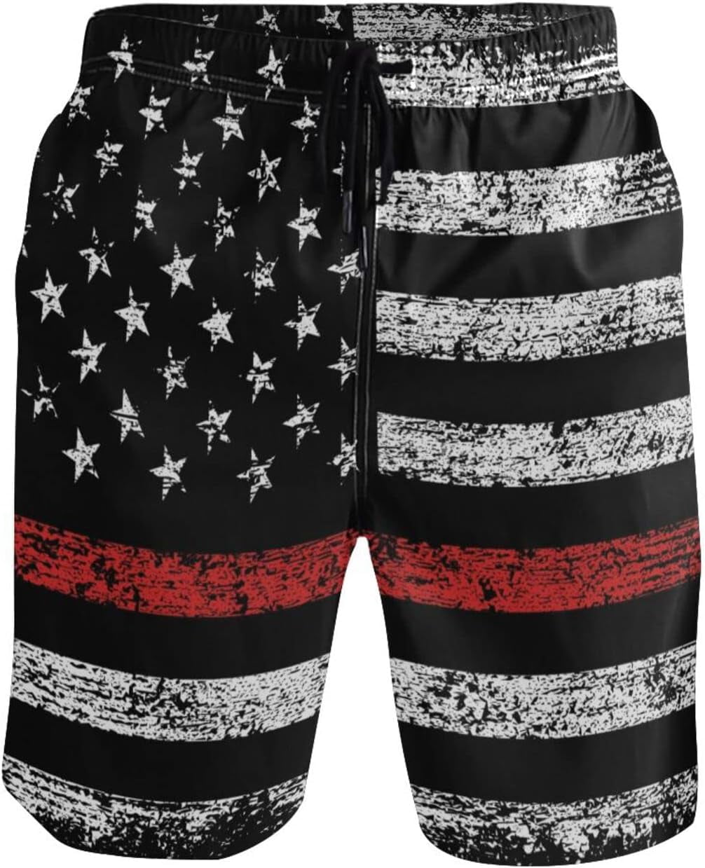 Men's Firefighter American Flag Beach Shorts Summer Swim Trunks Sports ...