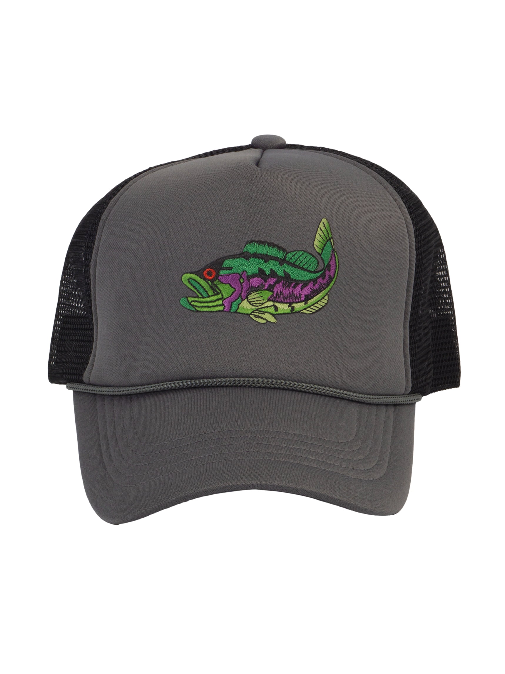 Men's Fishing Cap Outdoor Bass Fisherman Trucker Hat, Black/Dark Grey ...