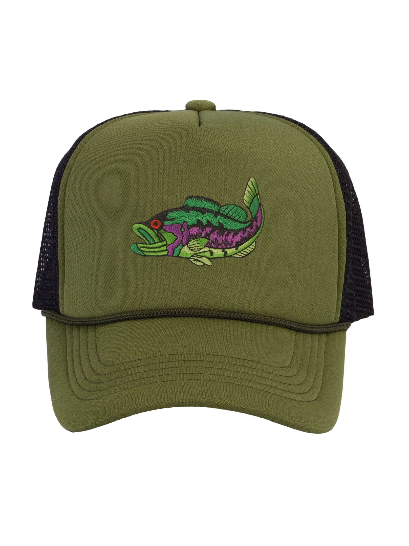Men's Fishing Cap Outdoor Bass Fisherman Trucker Hat, Olive/Black ...