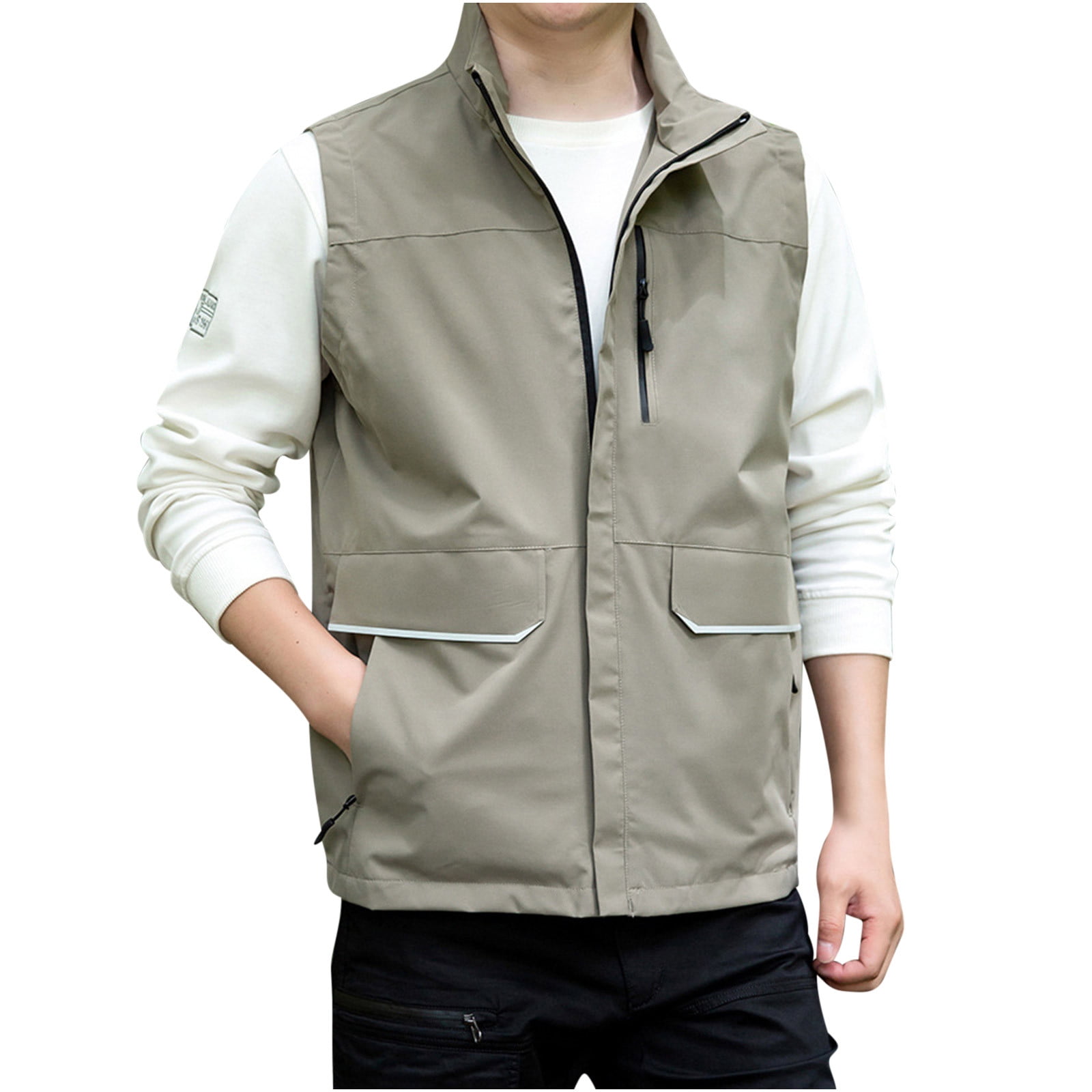 Men's Fishing Vest Outdoor Work Quick-Dry Hunting Zip Cargo Jacket ...