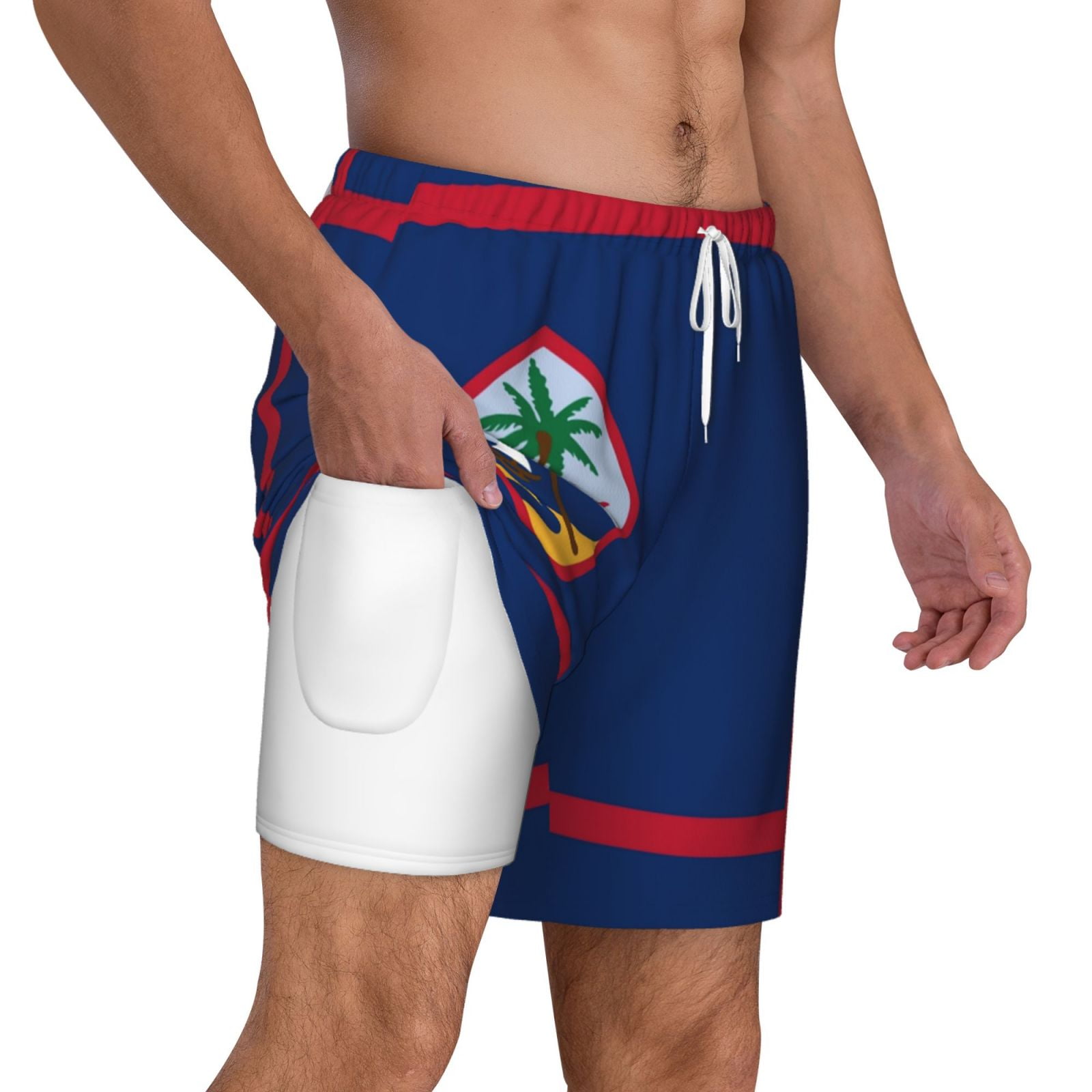 Men's Flag Of Guam Swim Trunks with Compression Liner Bathing Suit ...