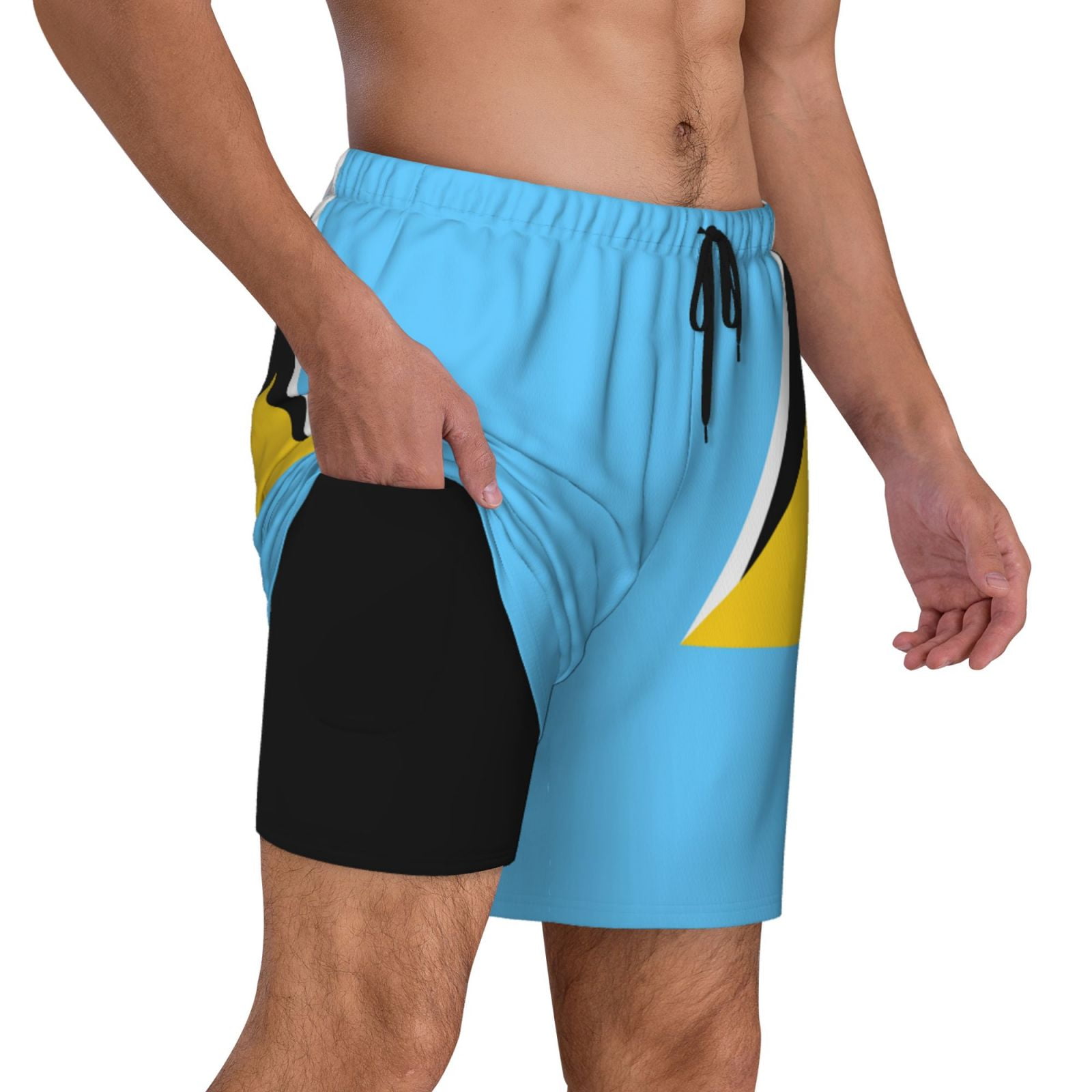 Men's Flag Of Saint Lucia Swim Trunks with Compression Liner Bathing ...