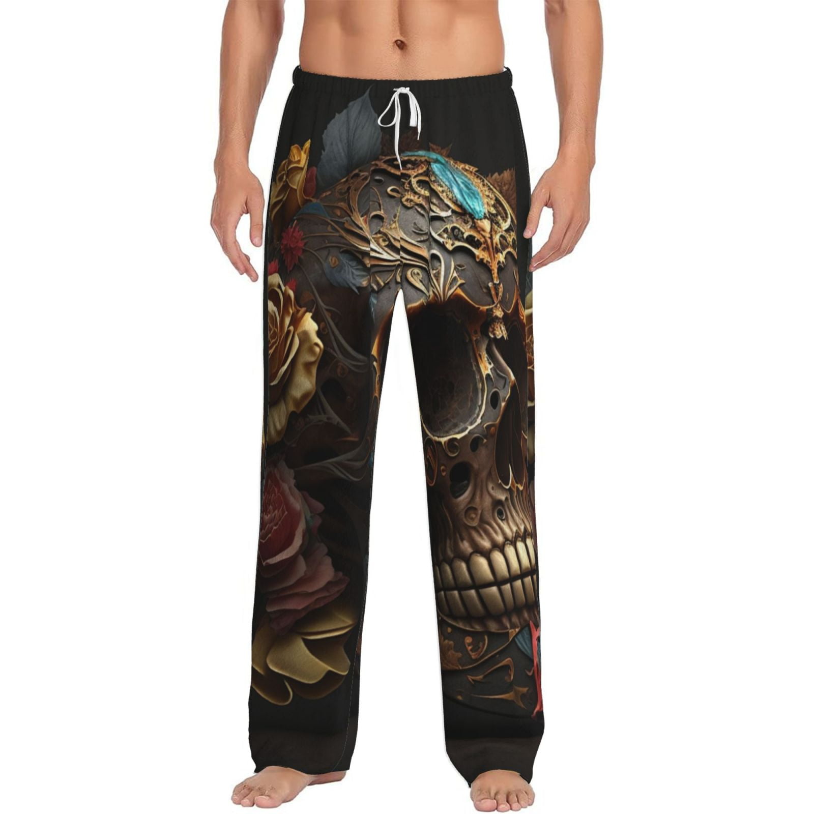 Men's Flannel Lounge Pajama Pants Bottoms Casual Loungewear, Skull Evil ...
