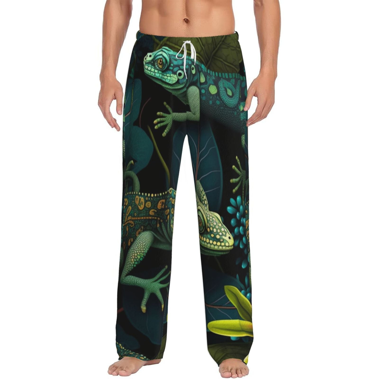 Men's Flannel Pajama Lounge Pants Super Soft PJ Bottoms, Lizards Lizard ...