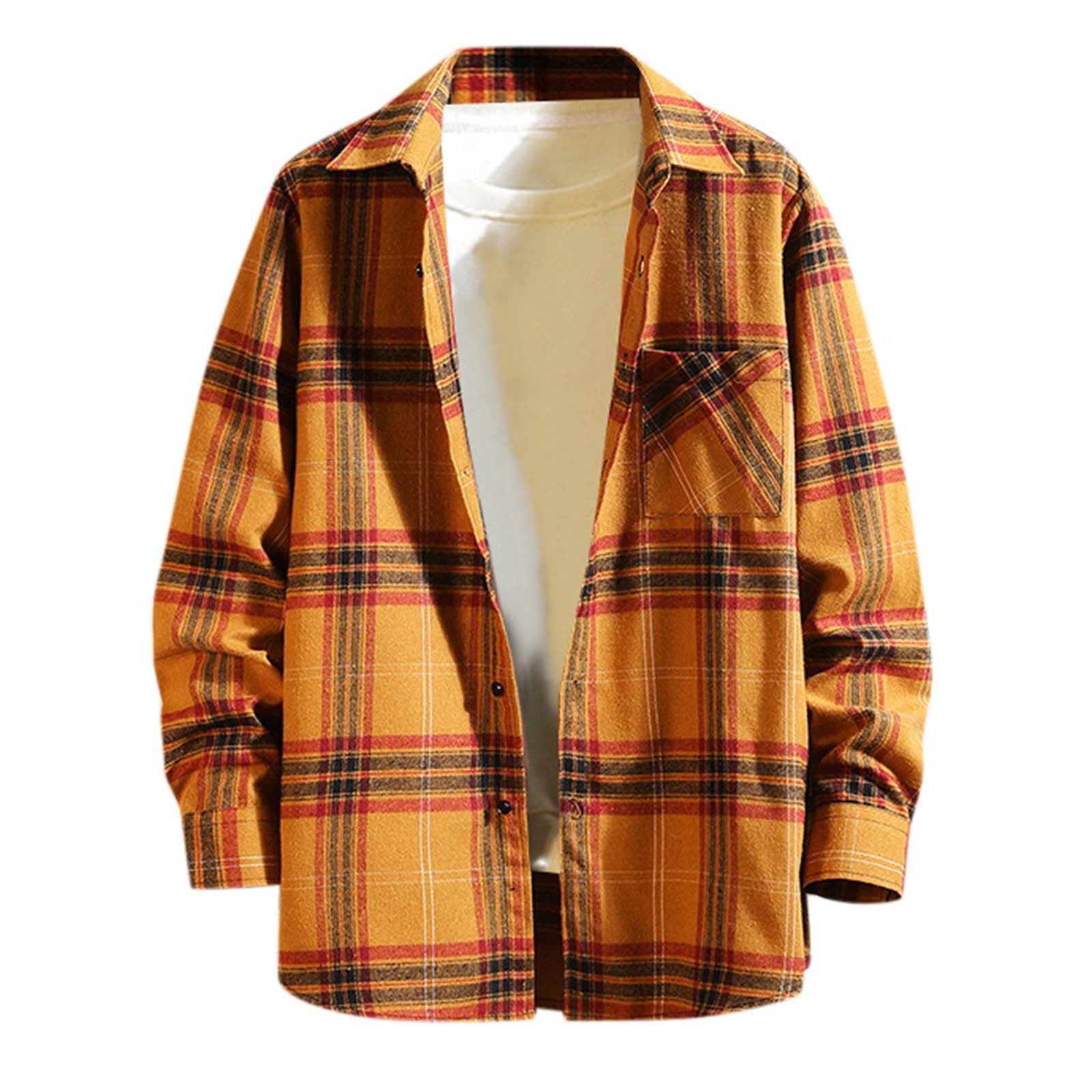 Men's Flannel Plaid Shirt Jacket 2023 Spring Fall Long Sleeve Plaid ...