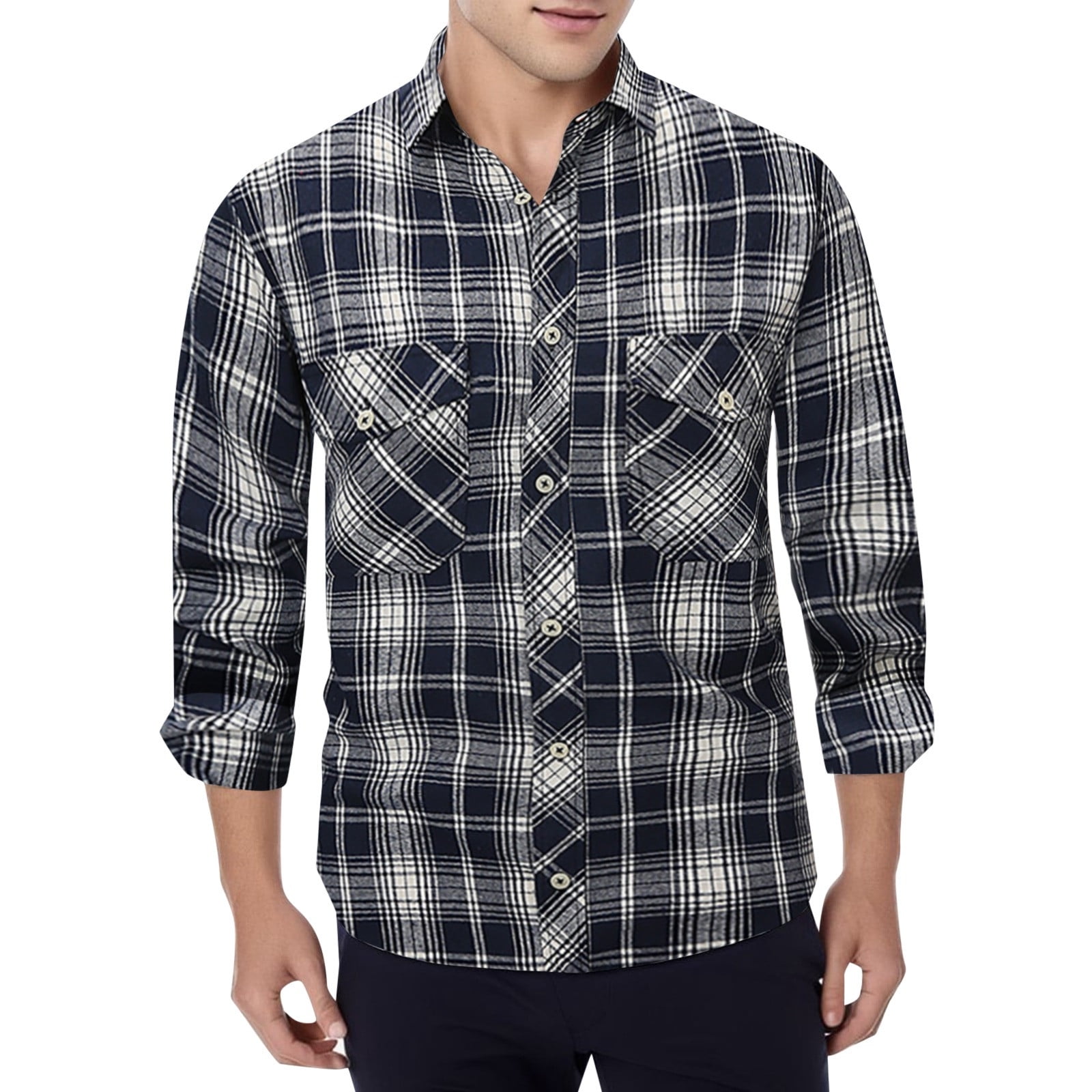 Men's Flannel Plaid Shirts Long Sleeve Button Down Shirts Casual Fall ...